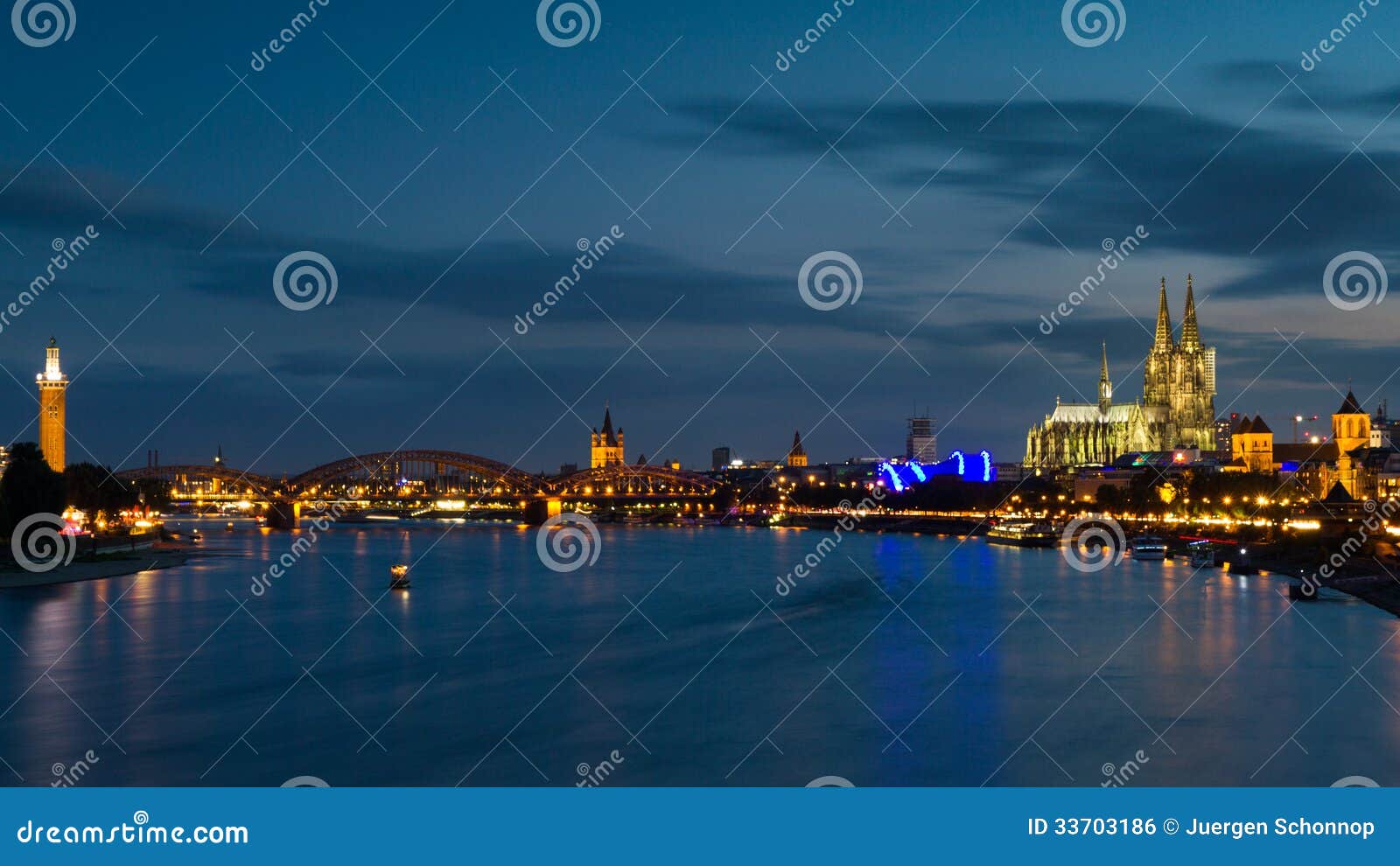 Cityscape of Cologne during Twilight Stock Photo - Image of religion ...
