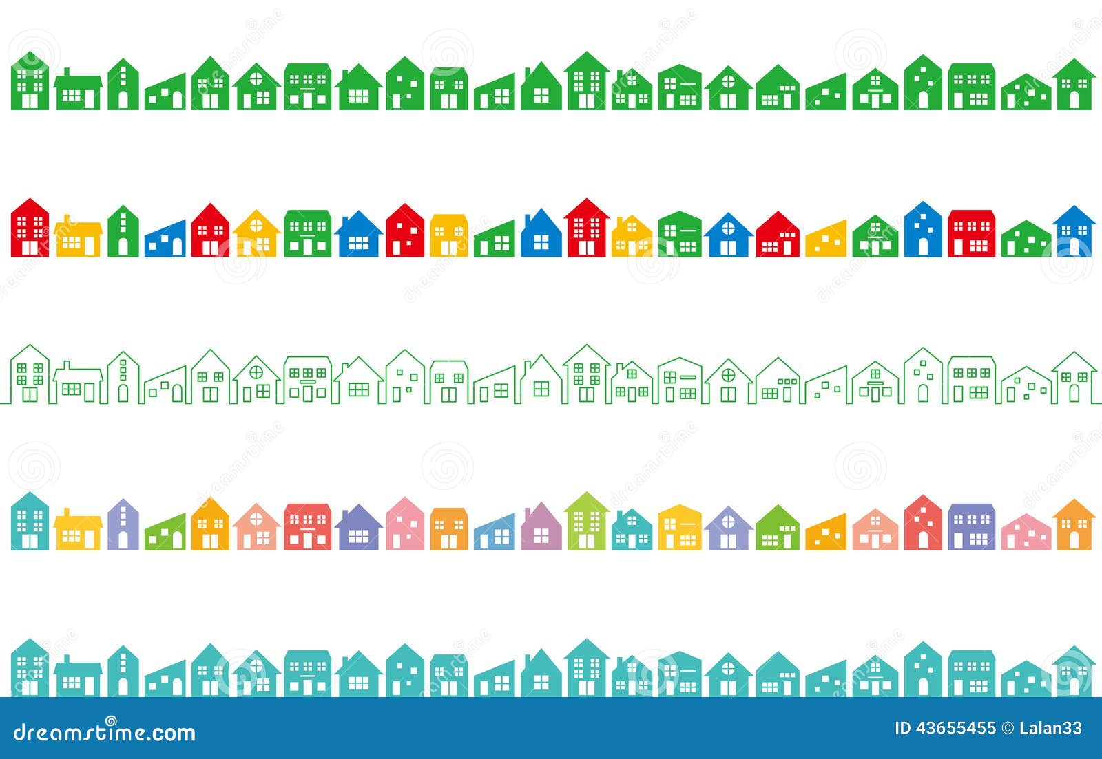 Cityscape with Colorful Houses. Stock Vector - Illustration of icon ...