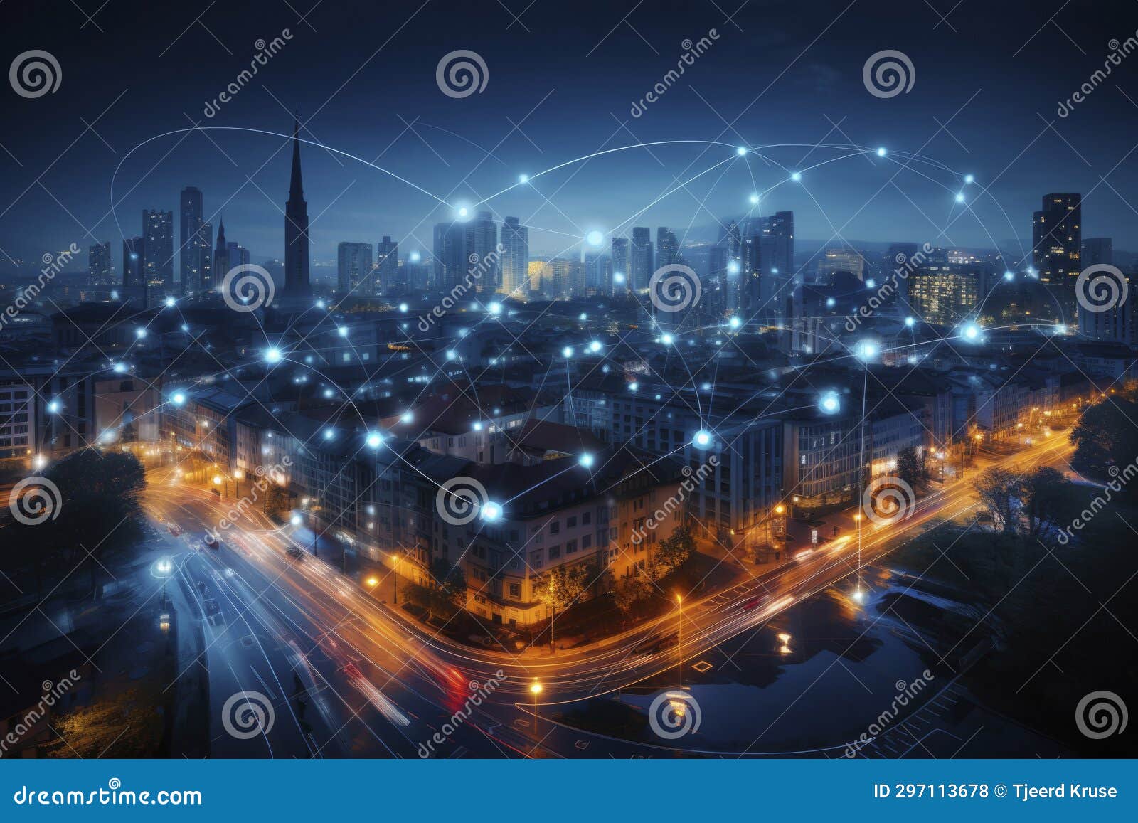 Cityscape with Connecting Dot Technology of Smart City Conceptual Stock ...