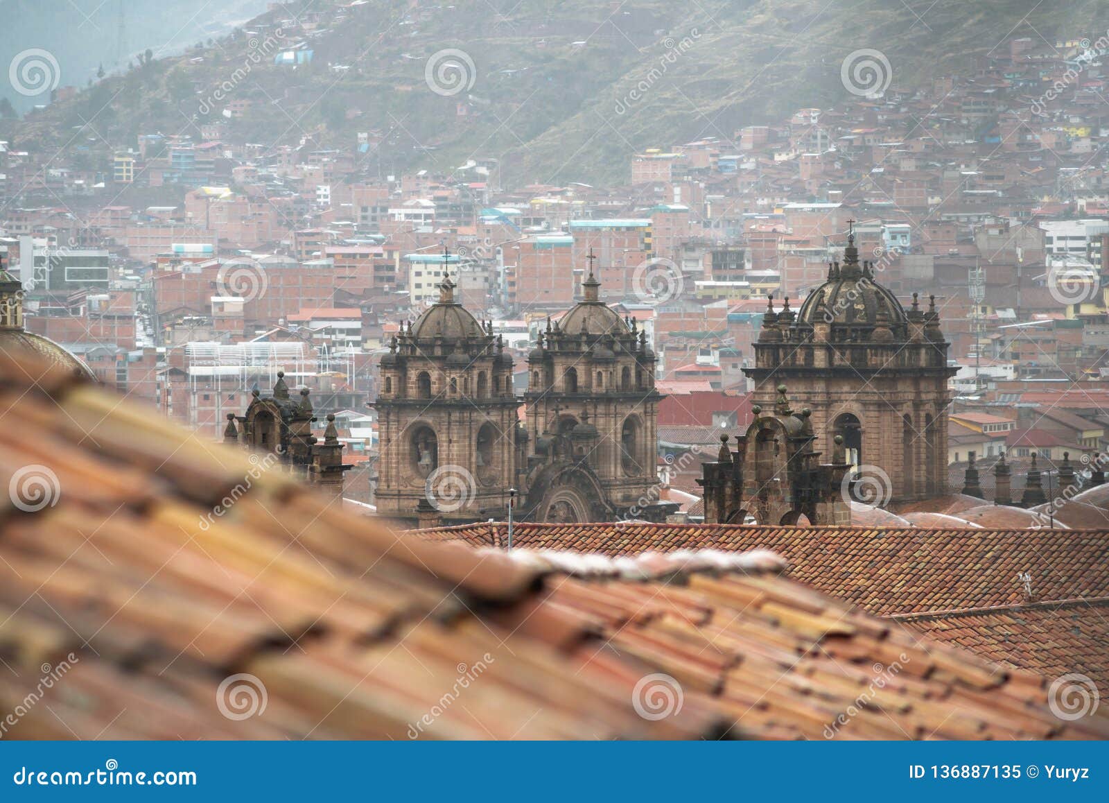 Cityscape of Cusco, Peru stock image. Image of rainy - 136887135