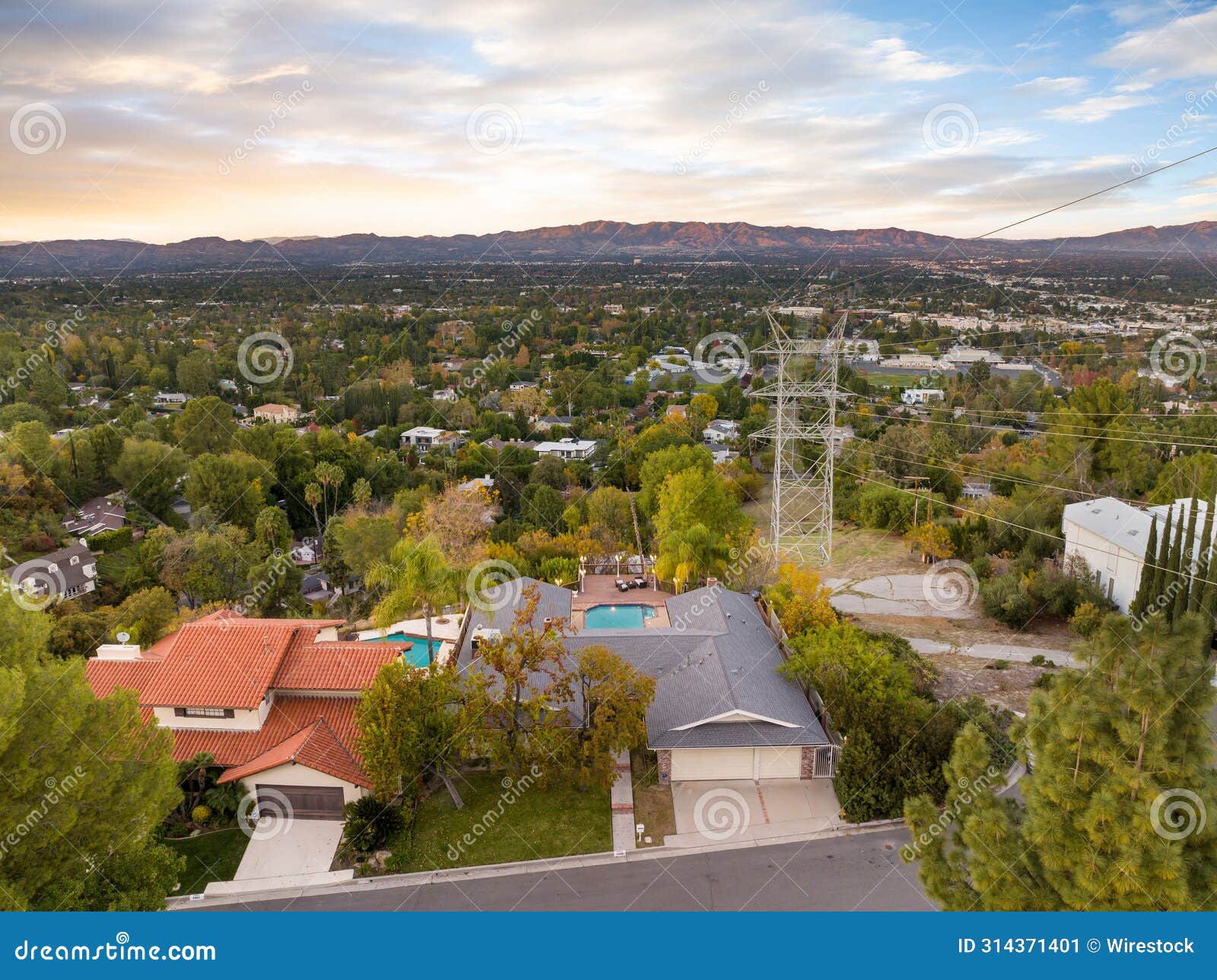 Cityscape in the Distance, Outdoor Setting in Encino, CA Stock Image ...