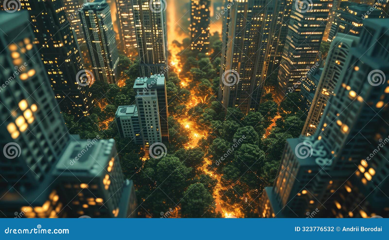 Cityscape Elegance: Evening Lights In Desaturated Tones. Stock ...