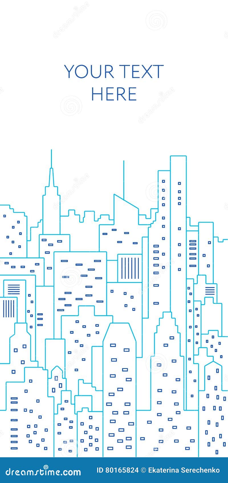 Cityscape Flat Line Illustration. Template Stock Vector - Illustration ...