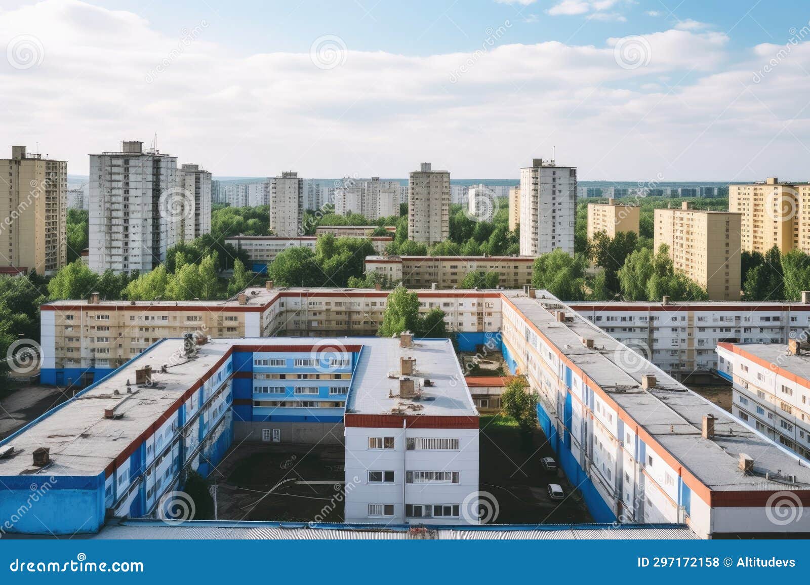 Cityscape Full of Rectangular Buildings with Flat Roofs Stock Photo ...
