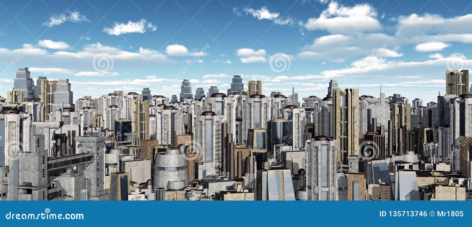 Cityscape with Futuristic Skyscrapers Stock Illustration - Illustration ...