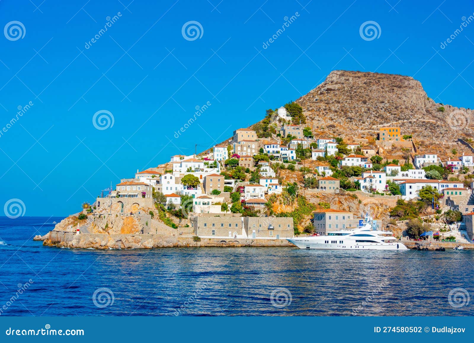 Cityscape of Greek Town Hydra Stock Photo - Image of port, scenery ...