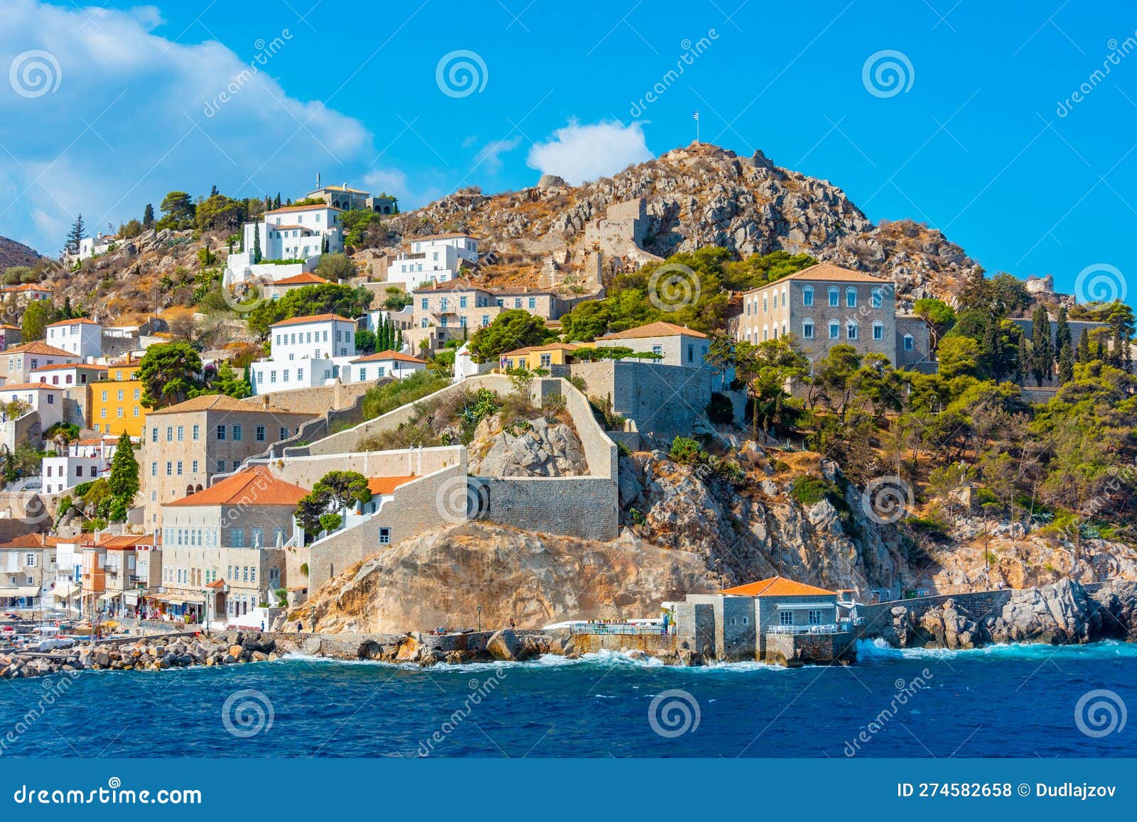 Cityscape of Greek Town Hydra Stock Photo - Image of harbor, nautical ...