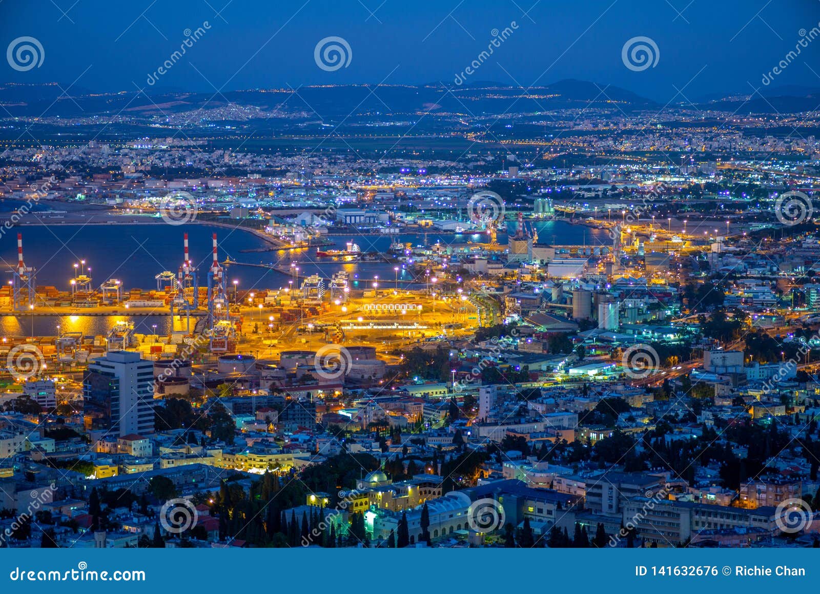 Cityscape of Haifa, Israel at Night Stock Photo - Image of nature, city ...