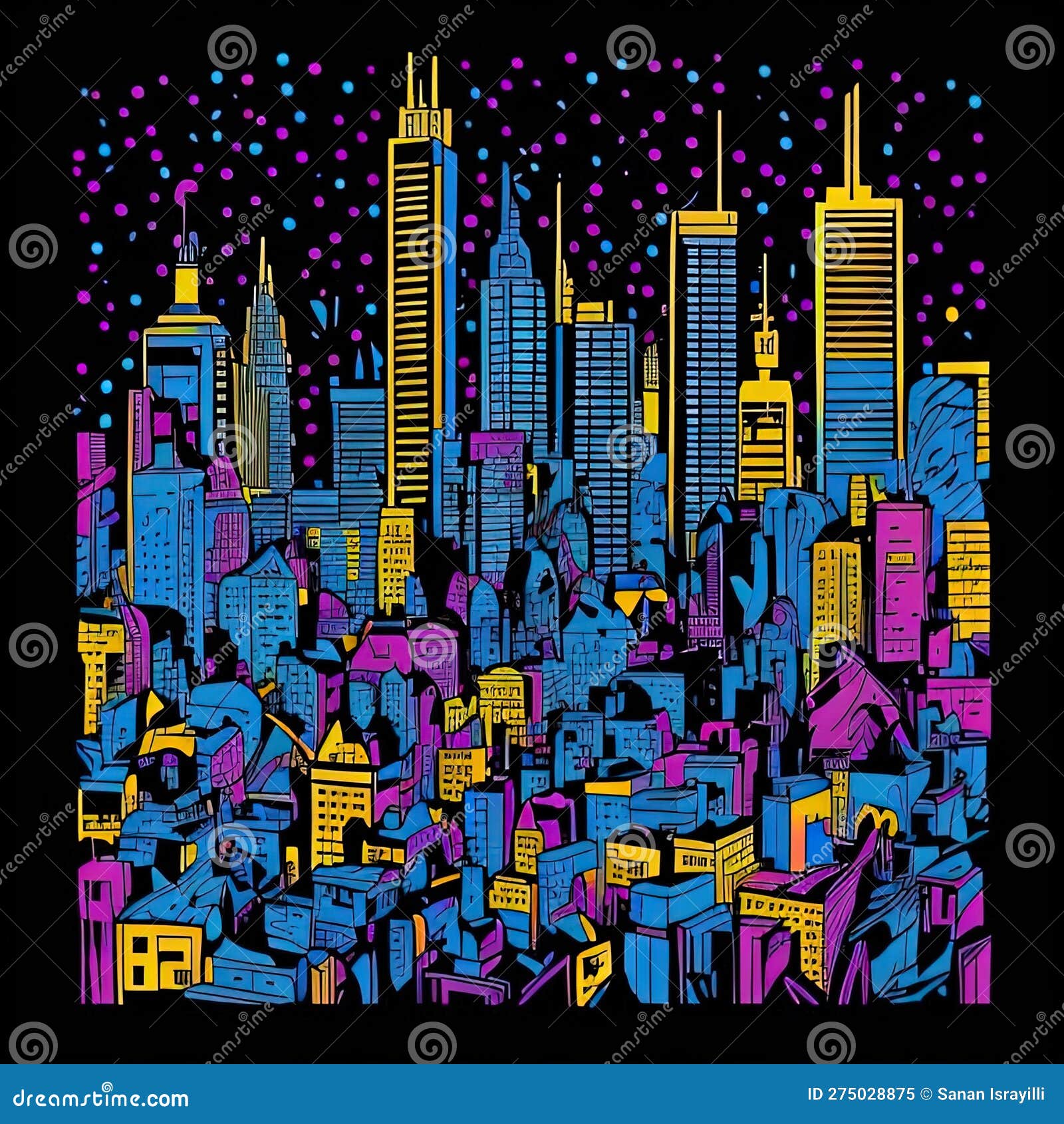 Cityscape, Hand Drawn Vector Illustration in Doodle Style Stock ...