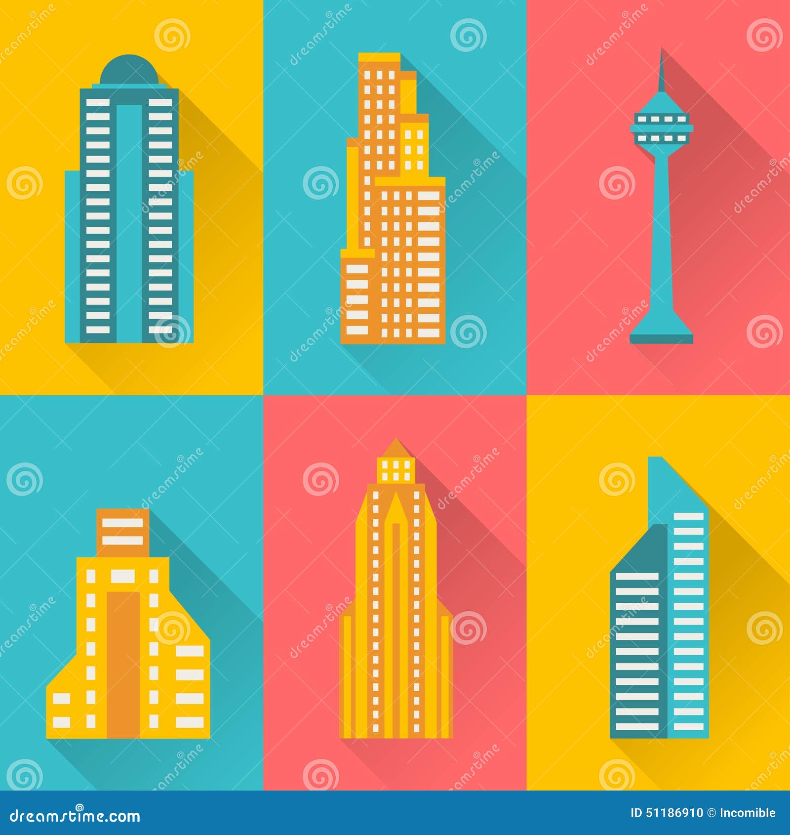 Cityscape Icon Set of Buildings Stock Vector - Illustration of design ...