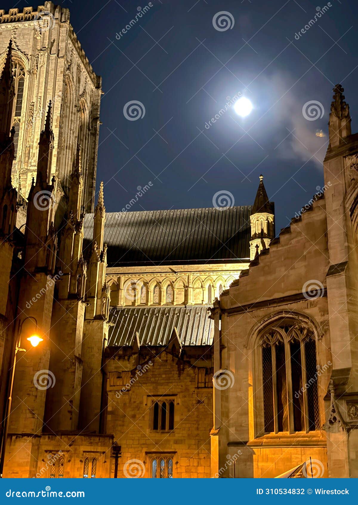 Cityscape Illuminated by Moonlight at Night Stock Photo - Image of ...