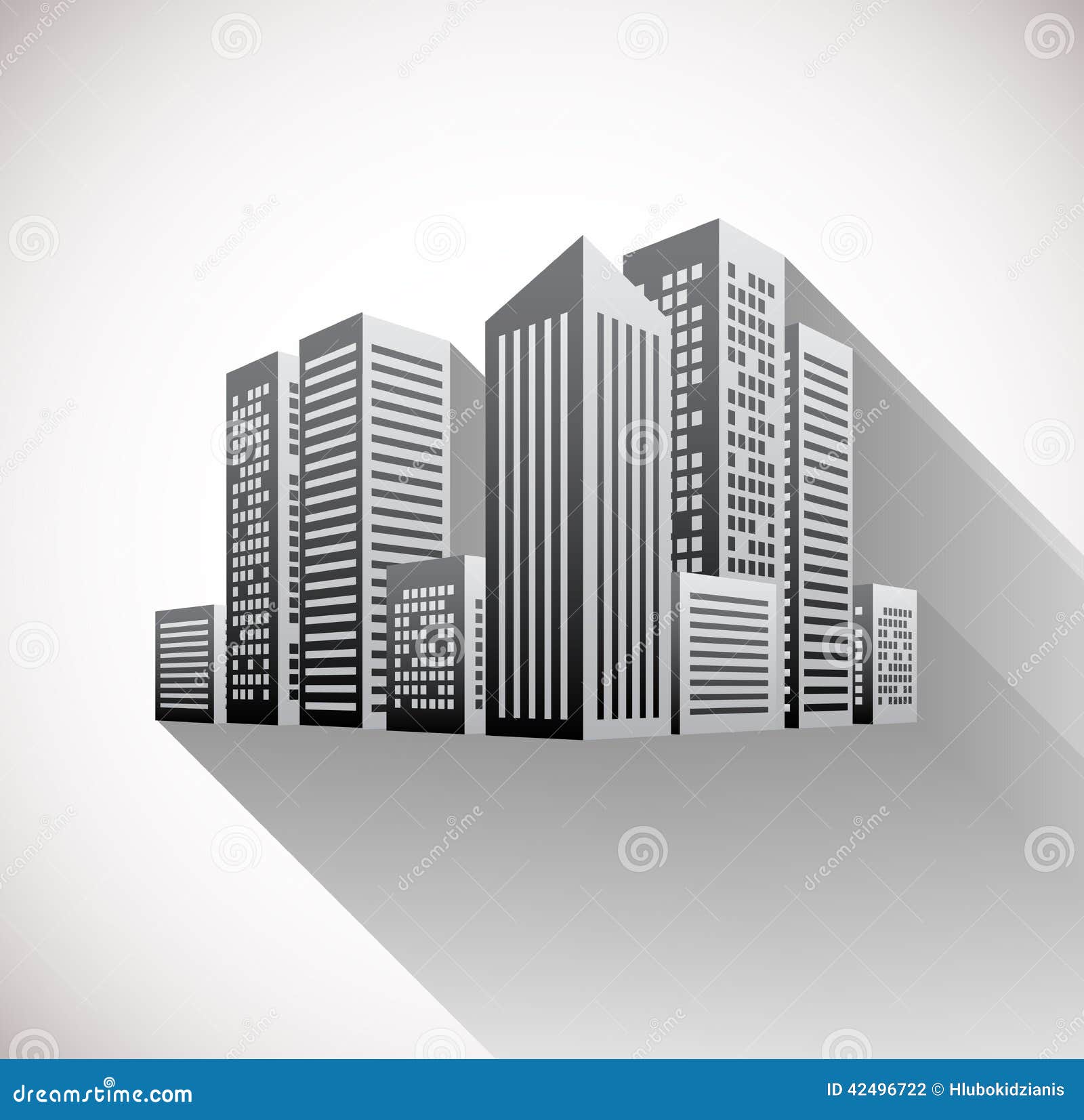 Cityscape Illustration with Long Shadow Stock Vector - Illustration of ...