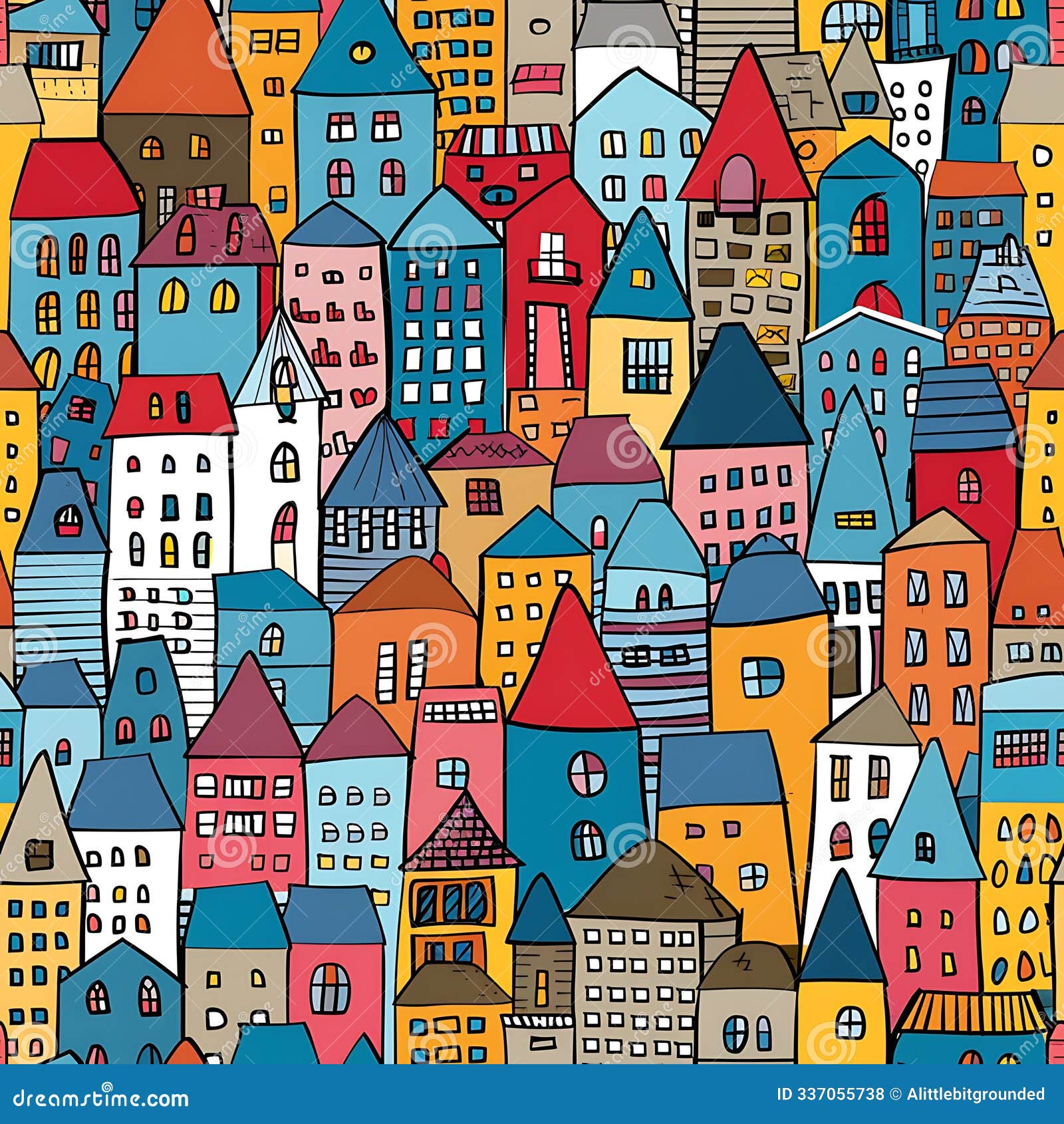 Cityscape Illustration Repeating Pattern Stock Illustration ...