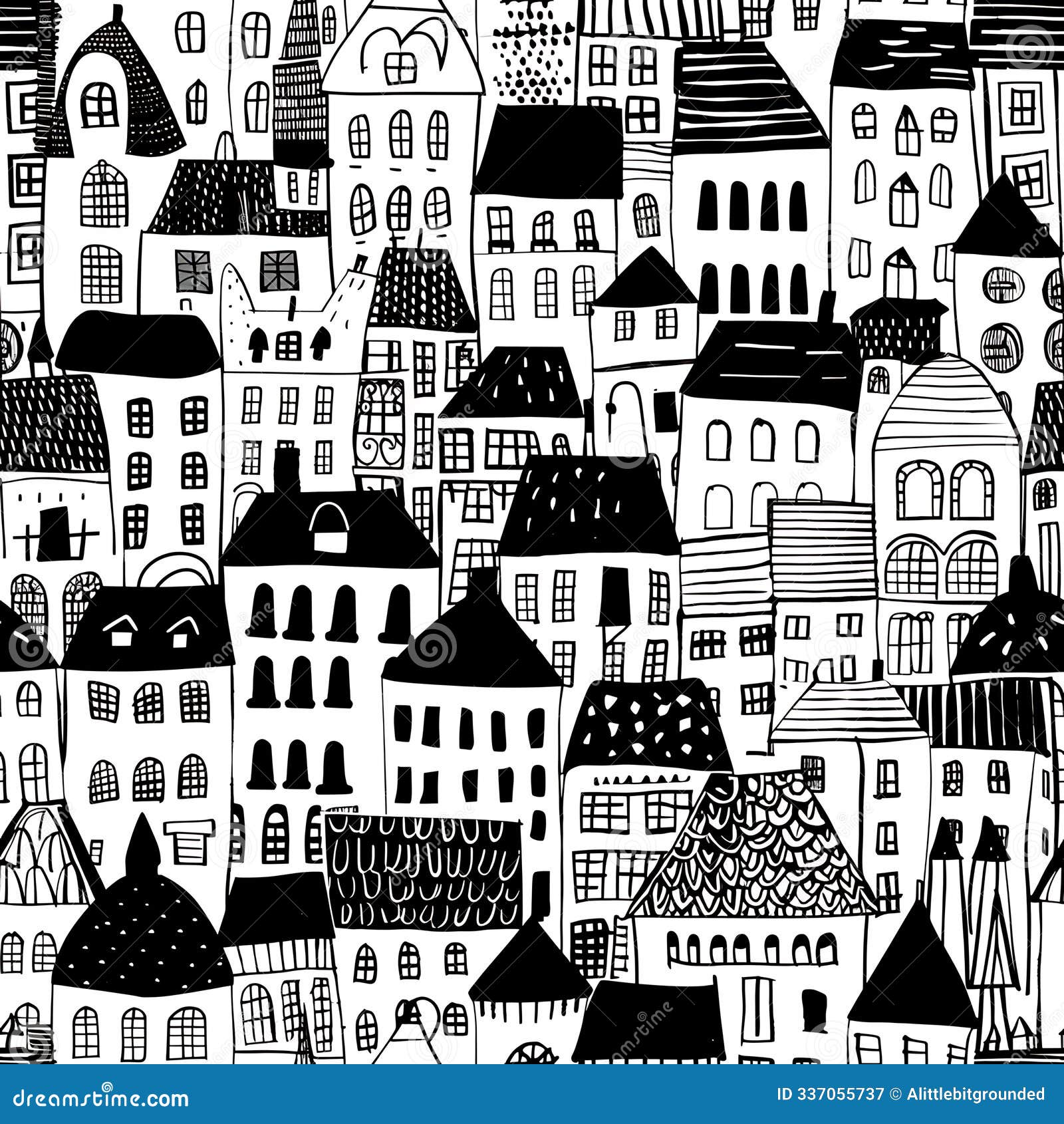 Cityscape Illustration Repeating Pattern Stock Illustration ...
