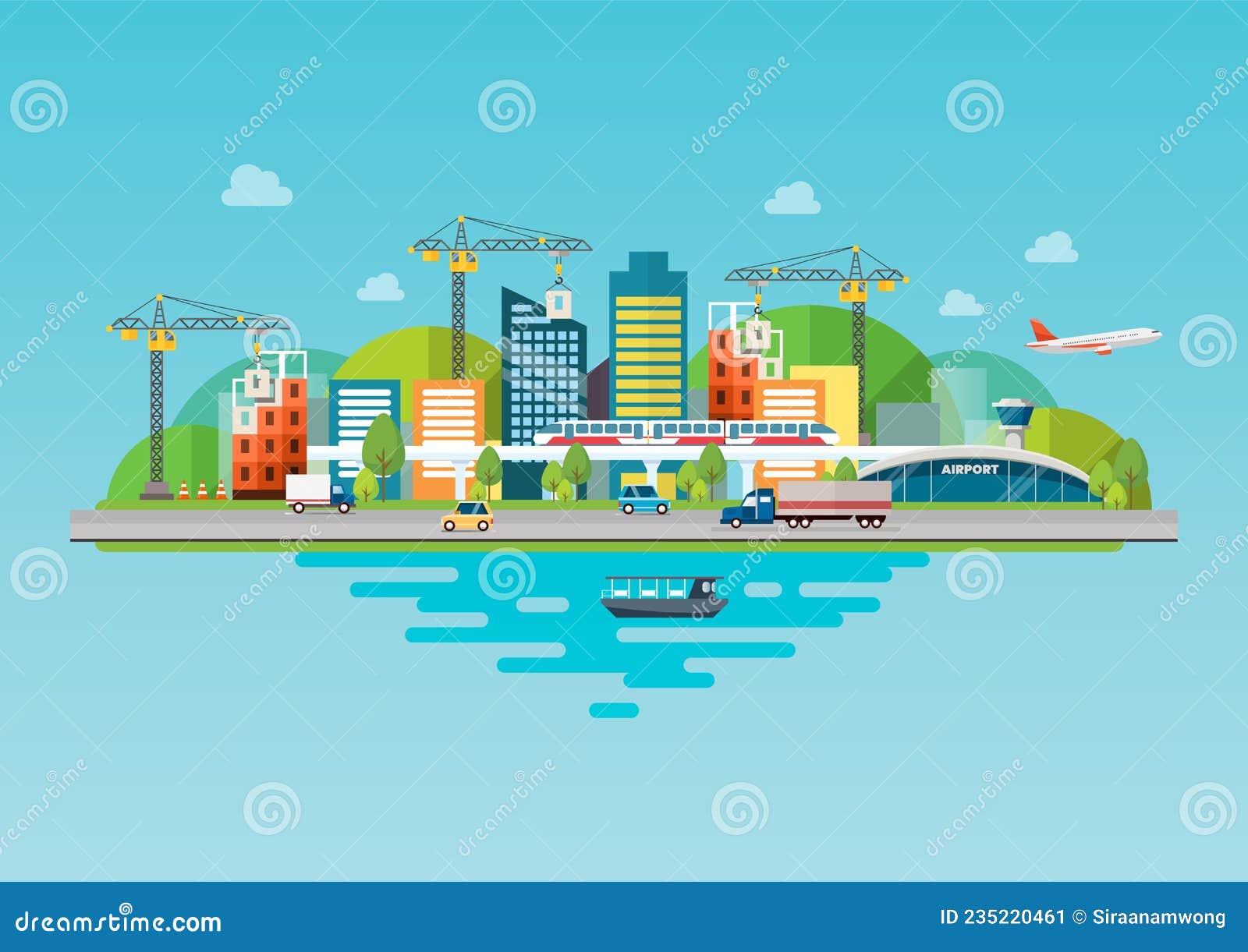 Cityscape with Infrastructure and Building Under Construction Stock ...