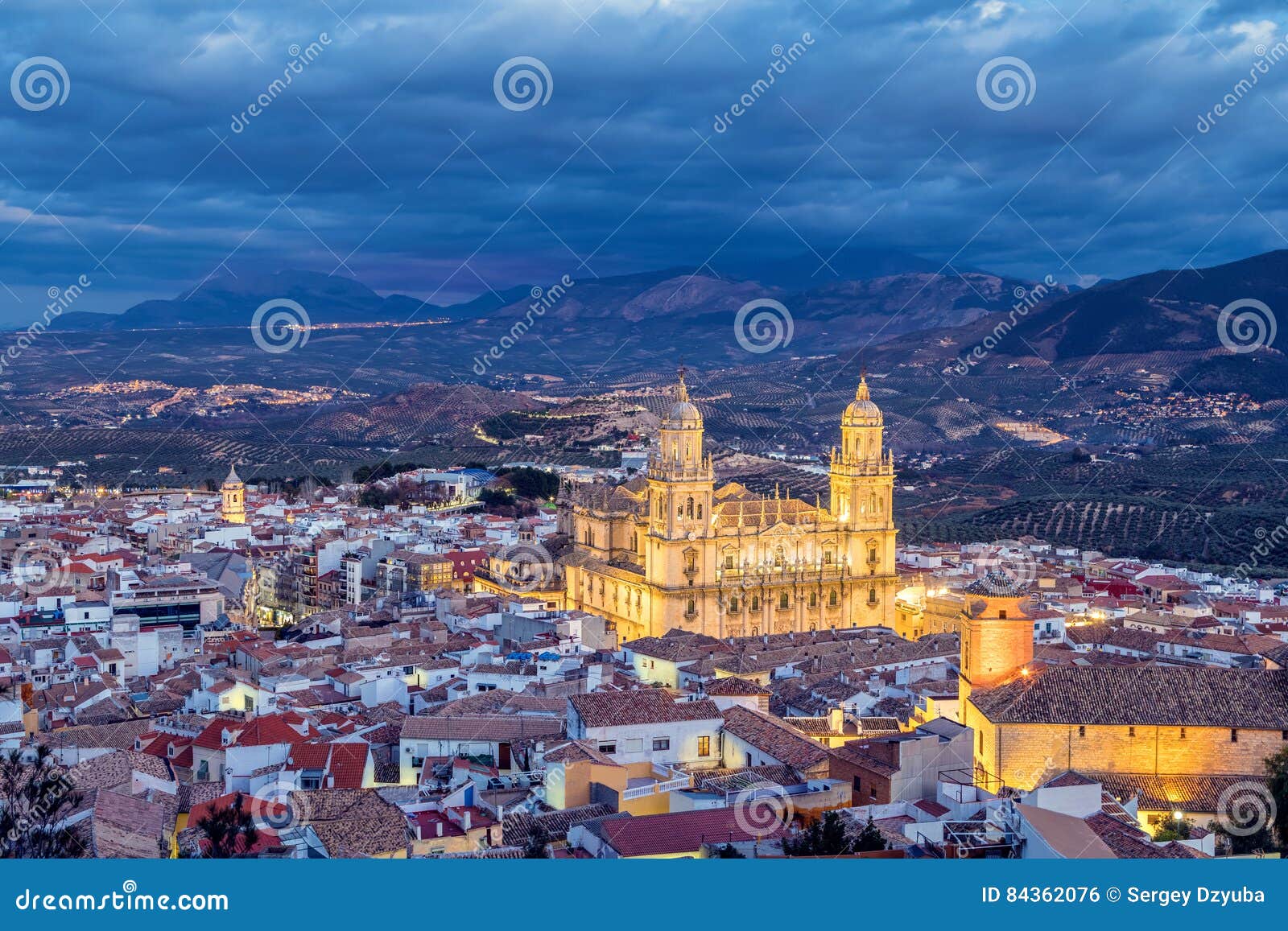 Cityscape of Jaen in the Evening Stock Photo - Image of landscape, town ...