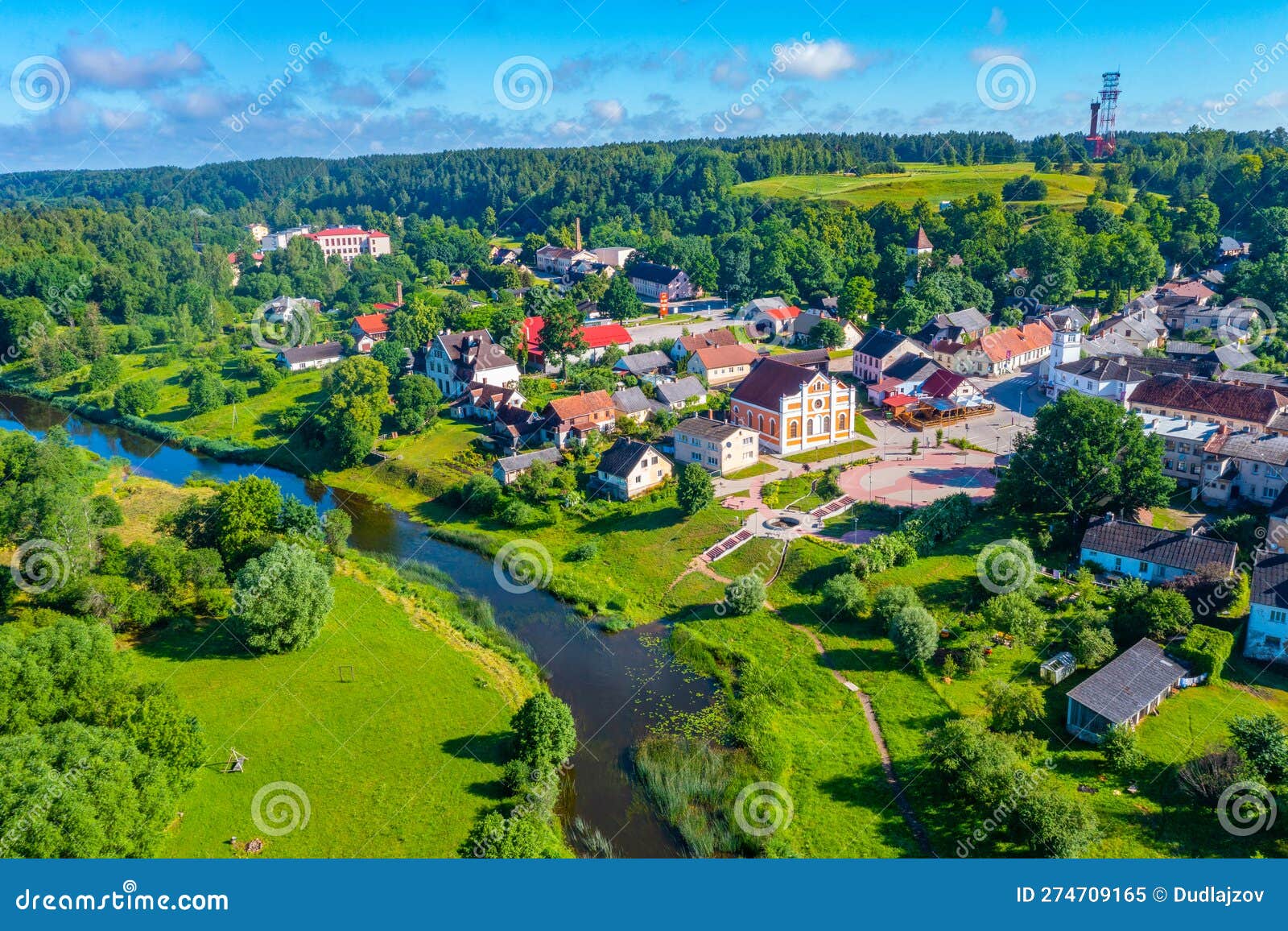 Cityscape of Latvian Town Sabile Stock Image - Image of stream, abava ...