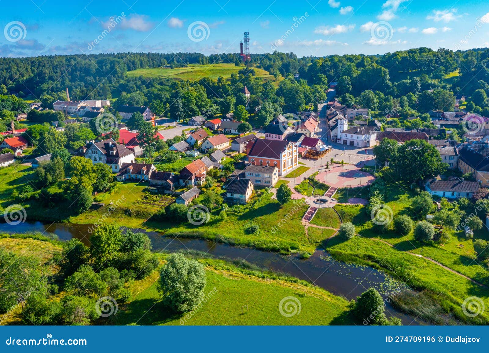 Cityscape of Latvian Town Sabile Stock Photo - Image of religion ...