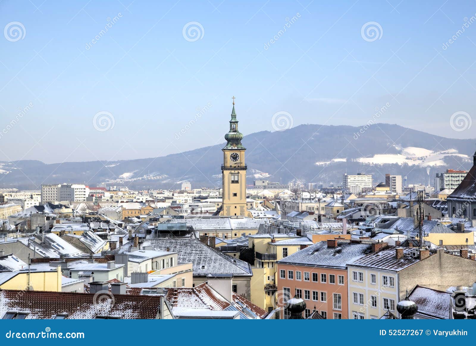Cityscape of Linz from Linzer Schloss. Stock Image - Image of house ...