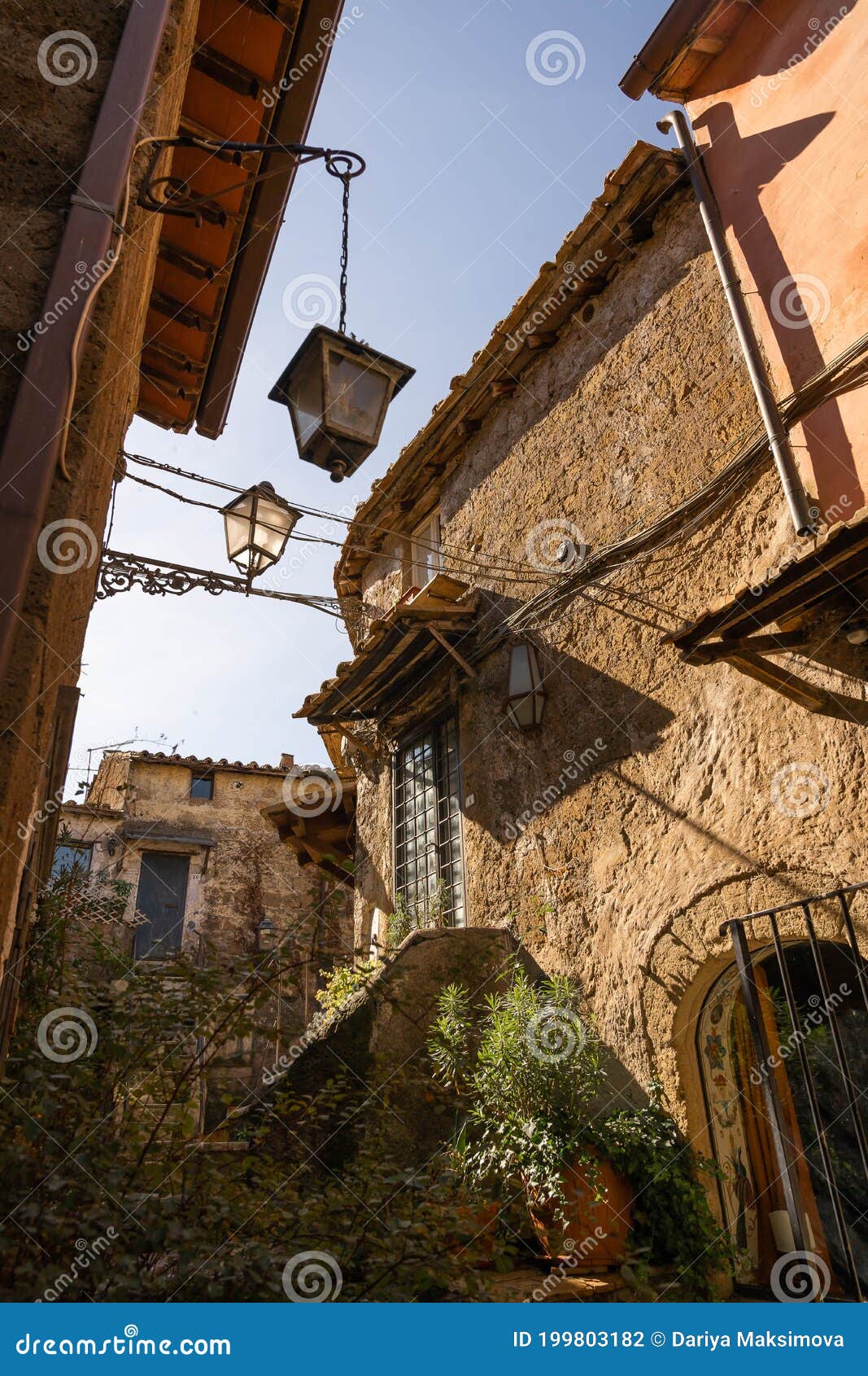 Cityscape of the Medieval Town of Calcata Vecchia, Italy Stock Photo ...