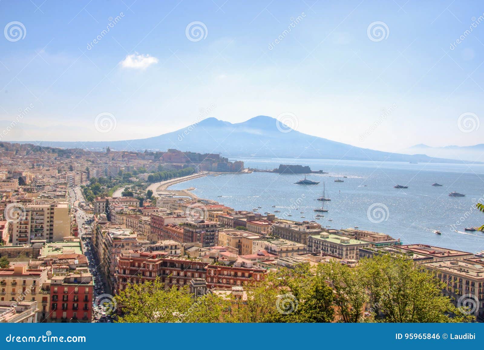 Cityscape of Naples and Its Gulf Stock Photo - Image of vesuvio, mount ...