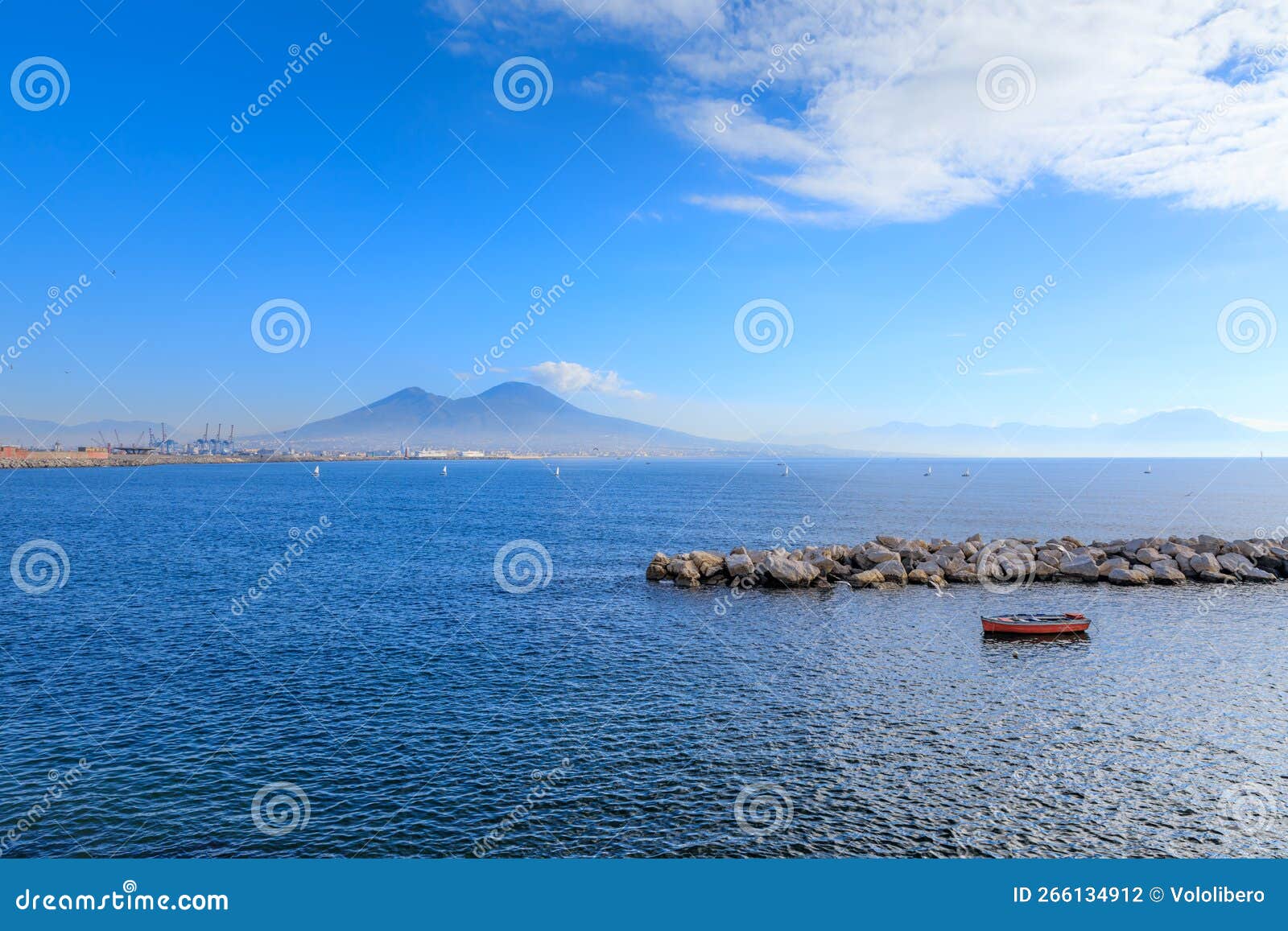 Cityscape of Naples from the Waterfront: View of the Gulf of Naples ...