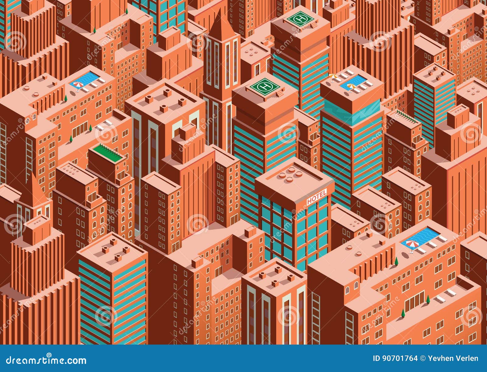 Cityscape of New York. Isometric Perspective Stock Vector ...