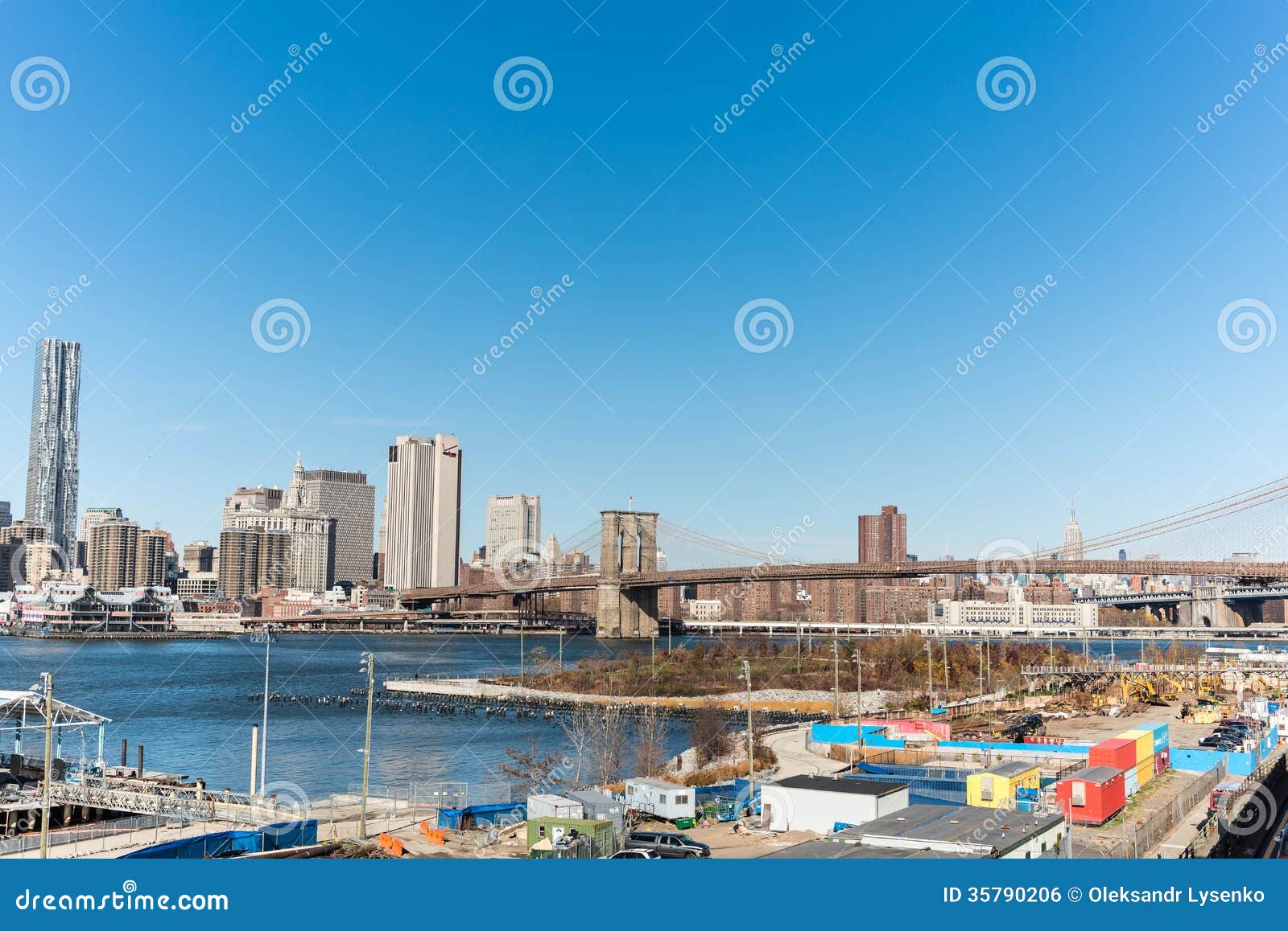 Cityscape of New York on the Shore Editorial Photo - Image of symbol ...