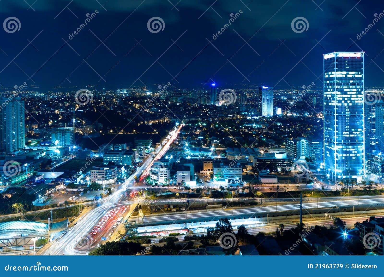 Cityscape at night stock image. Image of highway, angle - 21963729