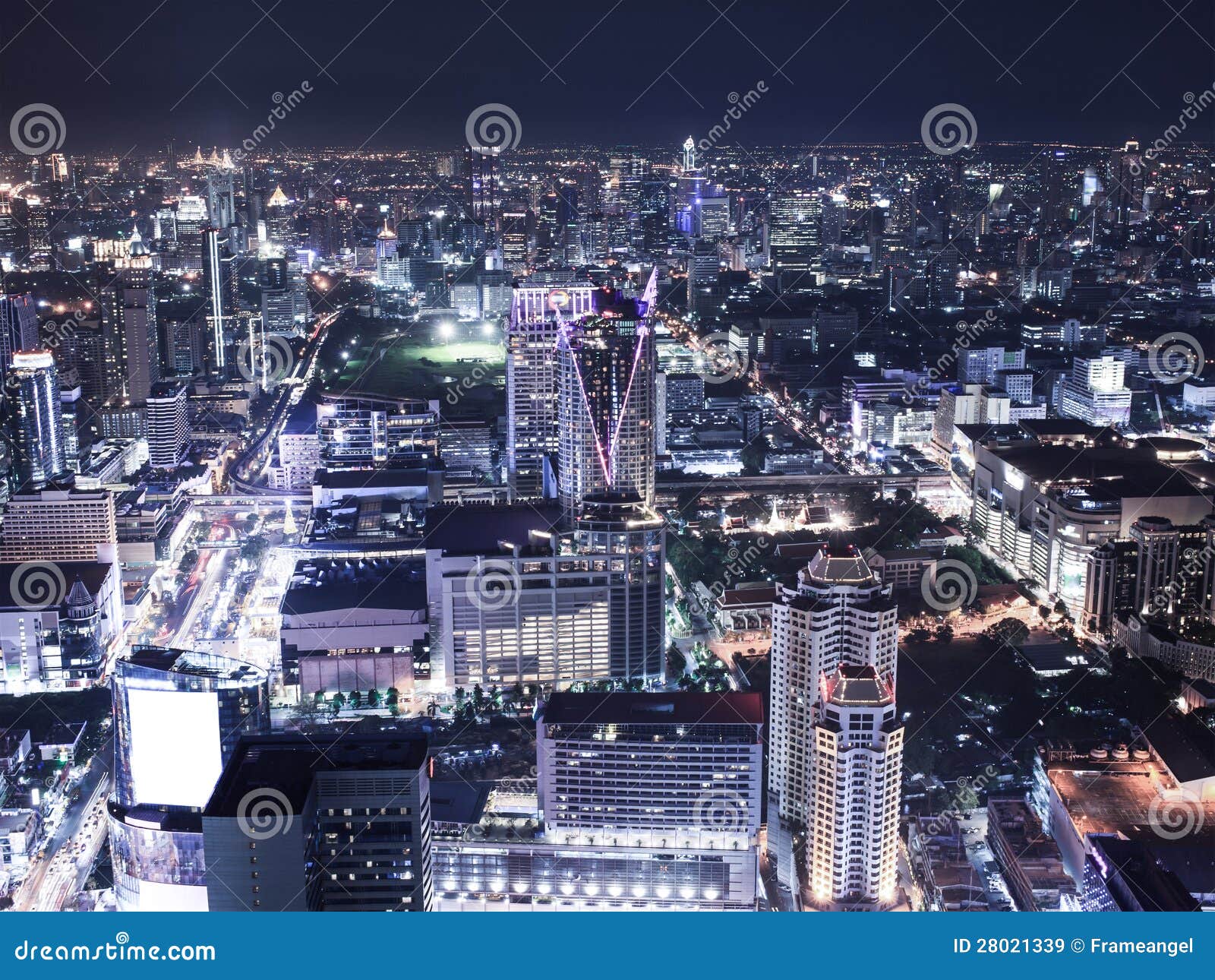Cityscape Night, Bangkok Bird Eye View Stock Image - Image of scene ...