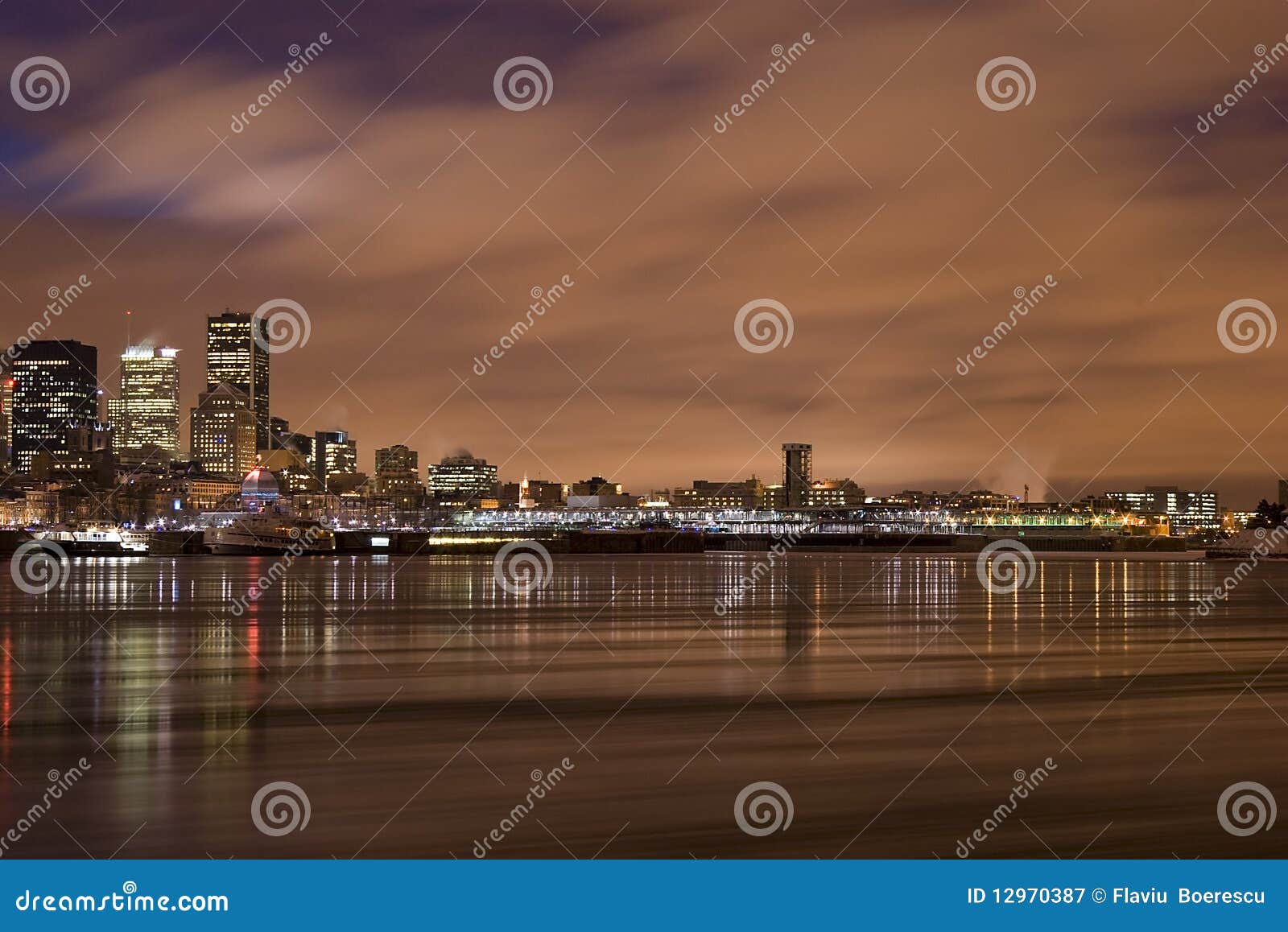 Cityscape Night Scene Montreal River Stock Image - Image of laurent ...