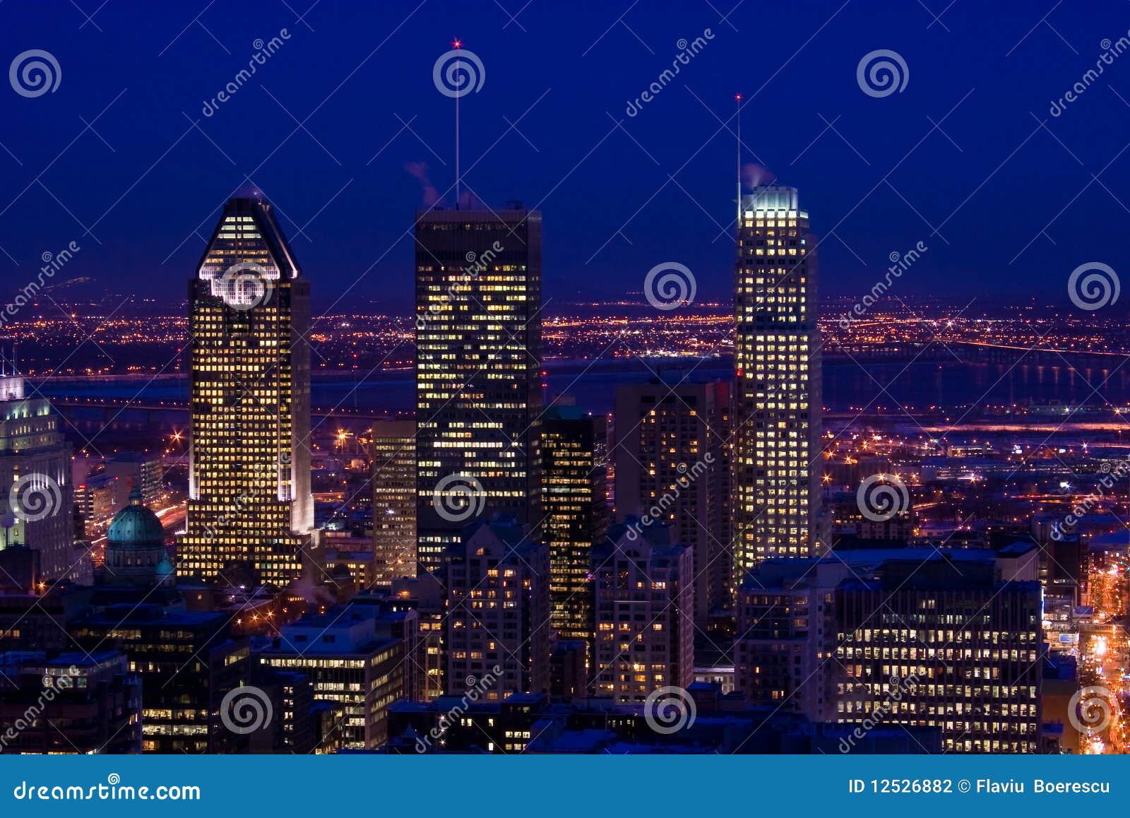 Cityscape Night Scene Montreal Skyscraper Stock Photo - Image of ...