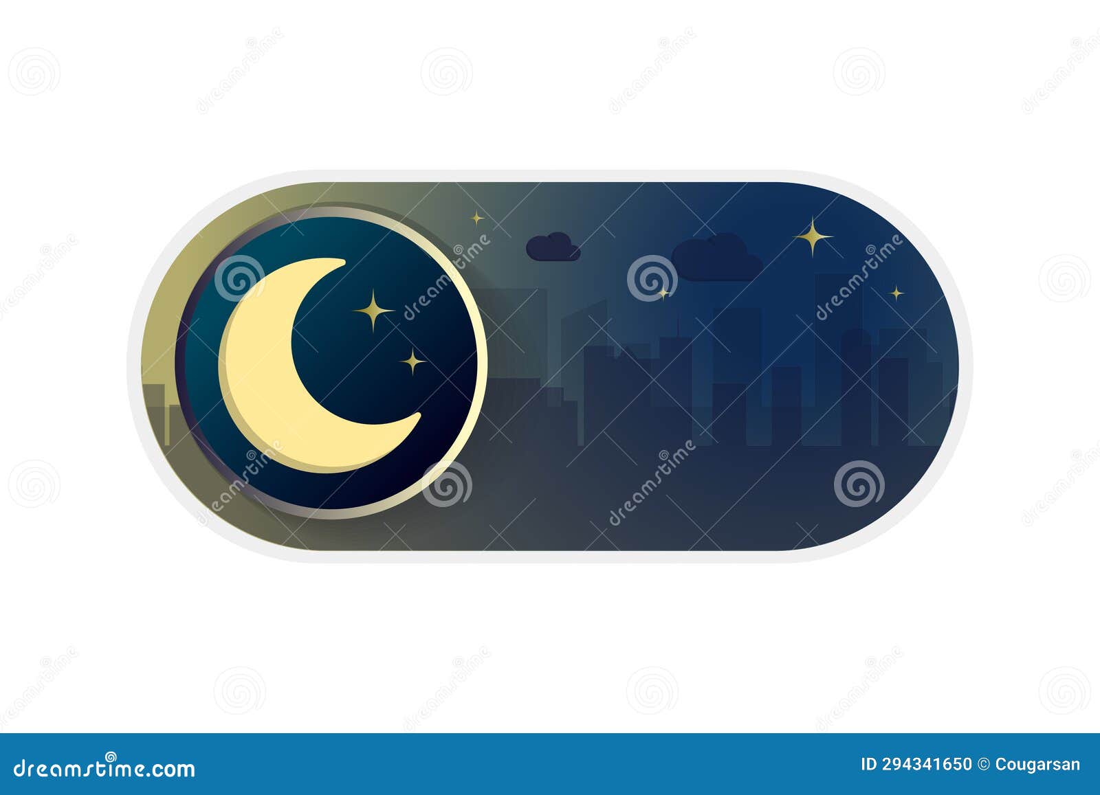 CItyscape Nighttime OFF Toggle Switch Button Icon on White Background ...