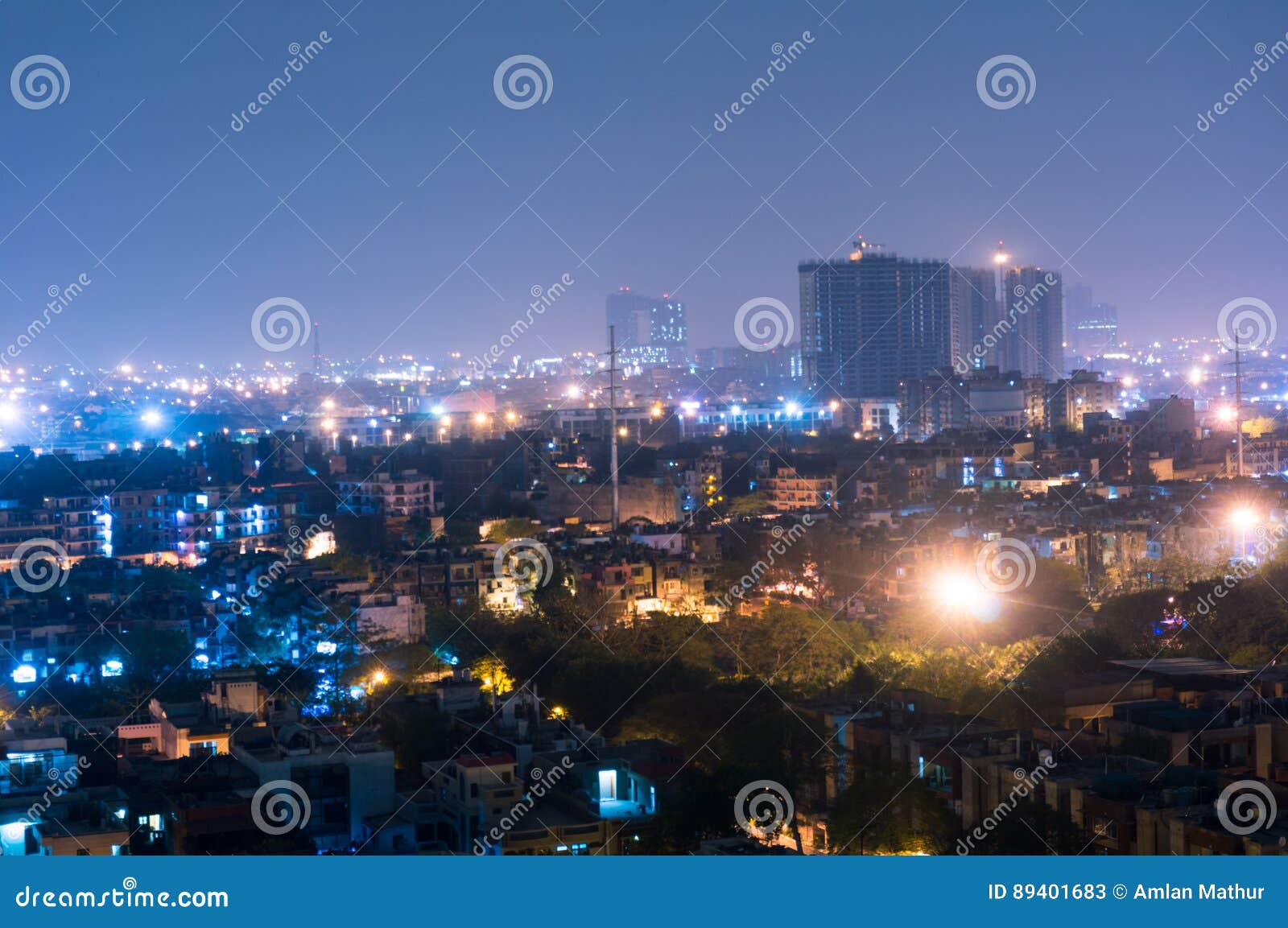 Cityscape of Noida at Night Stock Image - Image of delhi, development ...