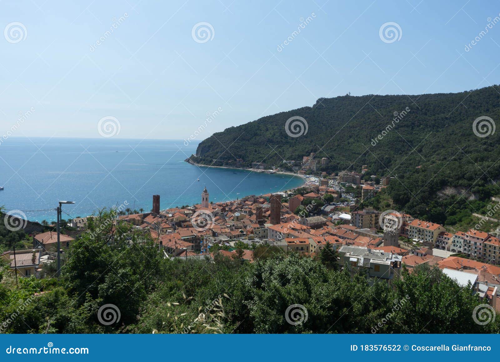 Cityscape of Noli, Liguria - Italy Stock Photo - Image of clouds, noli ...