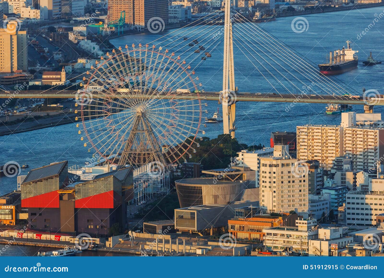 Cityscape of Osaka Bay stock image. Image of cargo, harbor - 51912915