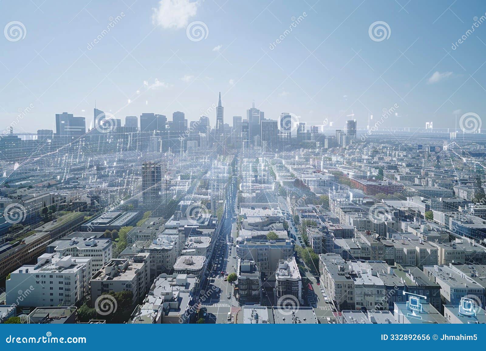 Cityscape with Overlaid Smart City Data Analytics Including Traffic ...