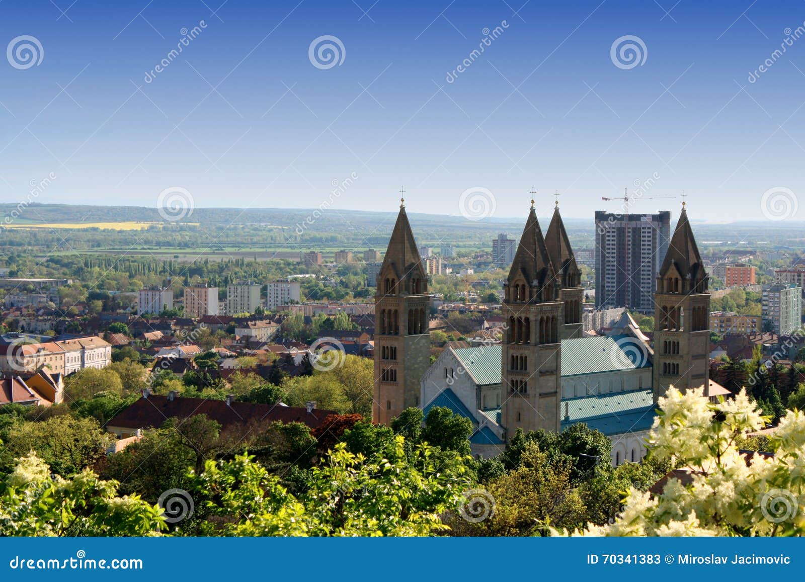 Cityscape of Pecs, Hungary stock image. Image of hungary - 70341383