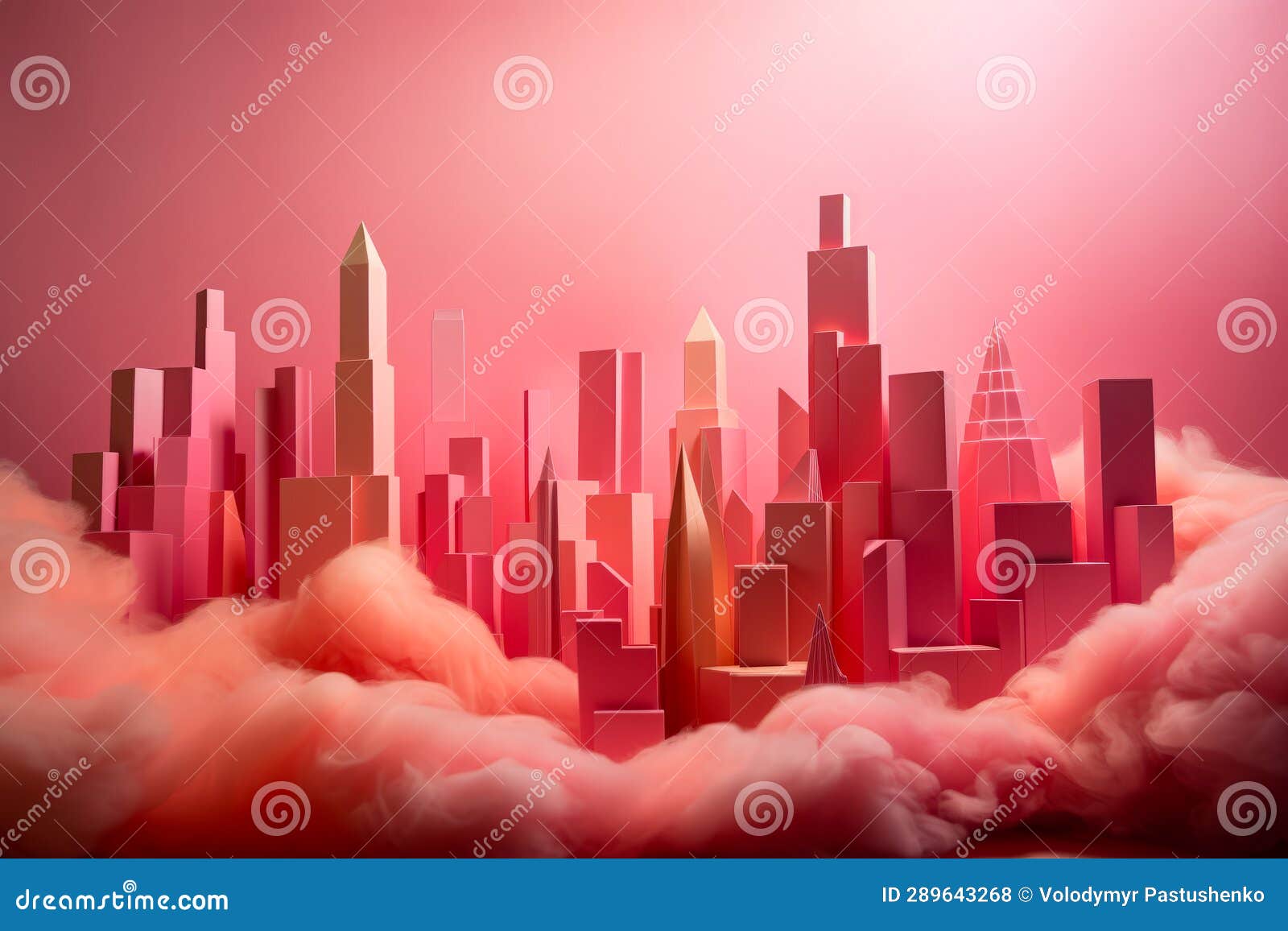 Cityscape with Pink Clouds and Pink Sky. Generative AI Stock ...