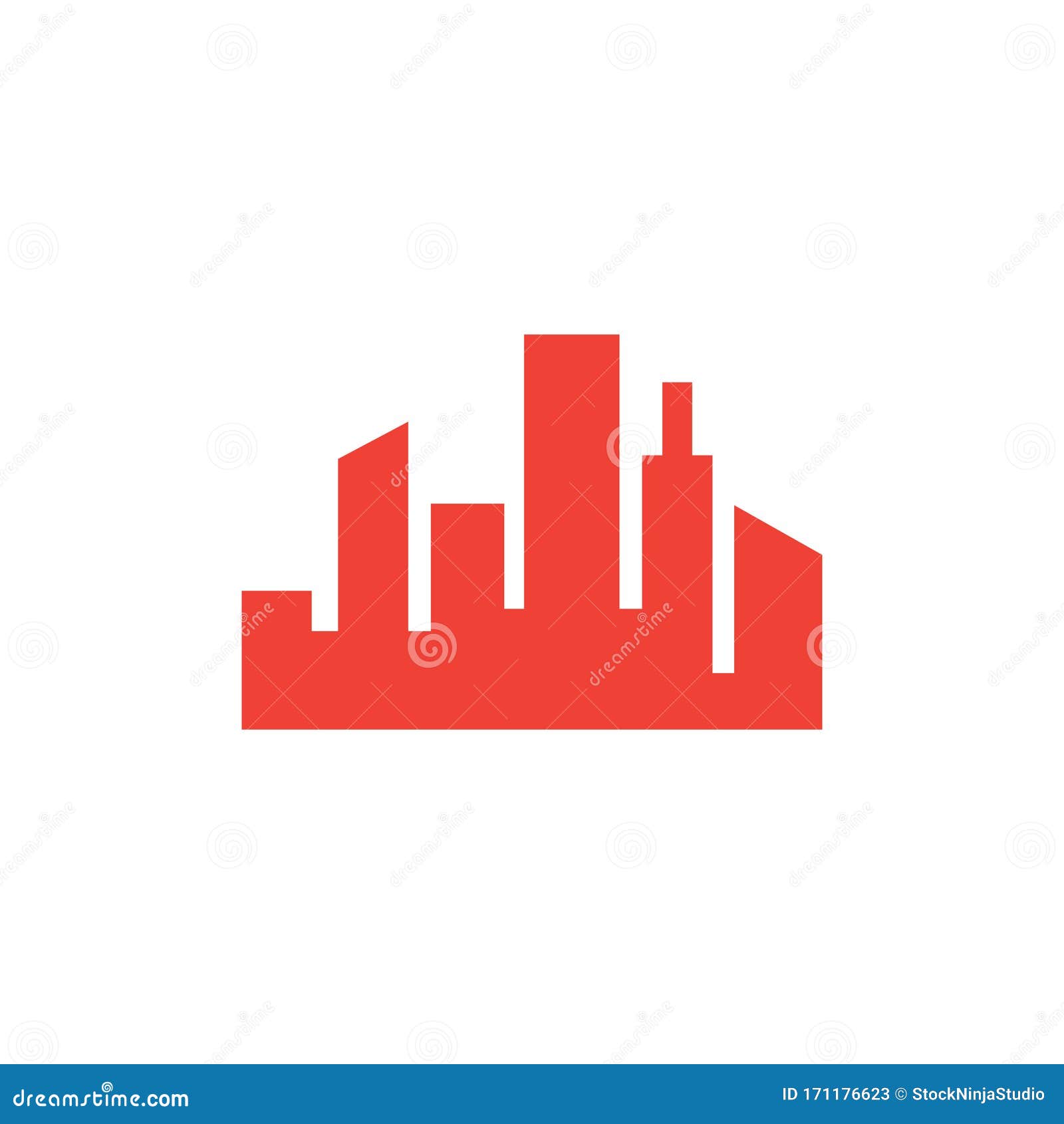 Cityscape Red Icon on White Background. Red Flat Style Vector ...
