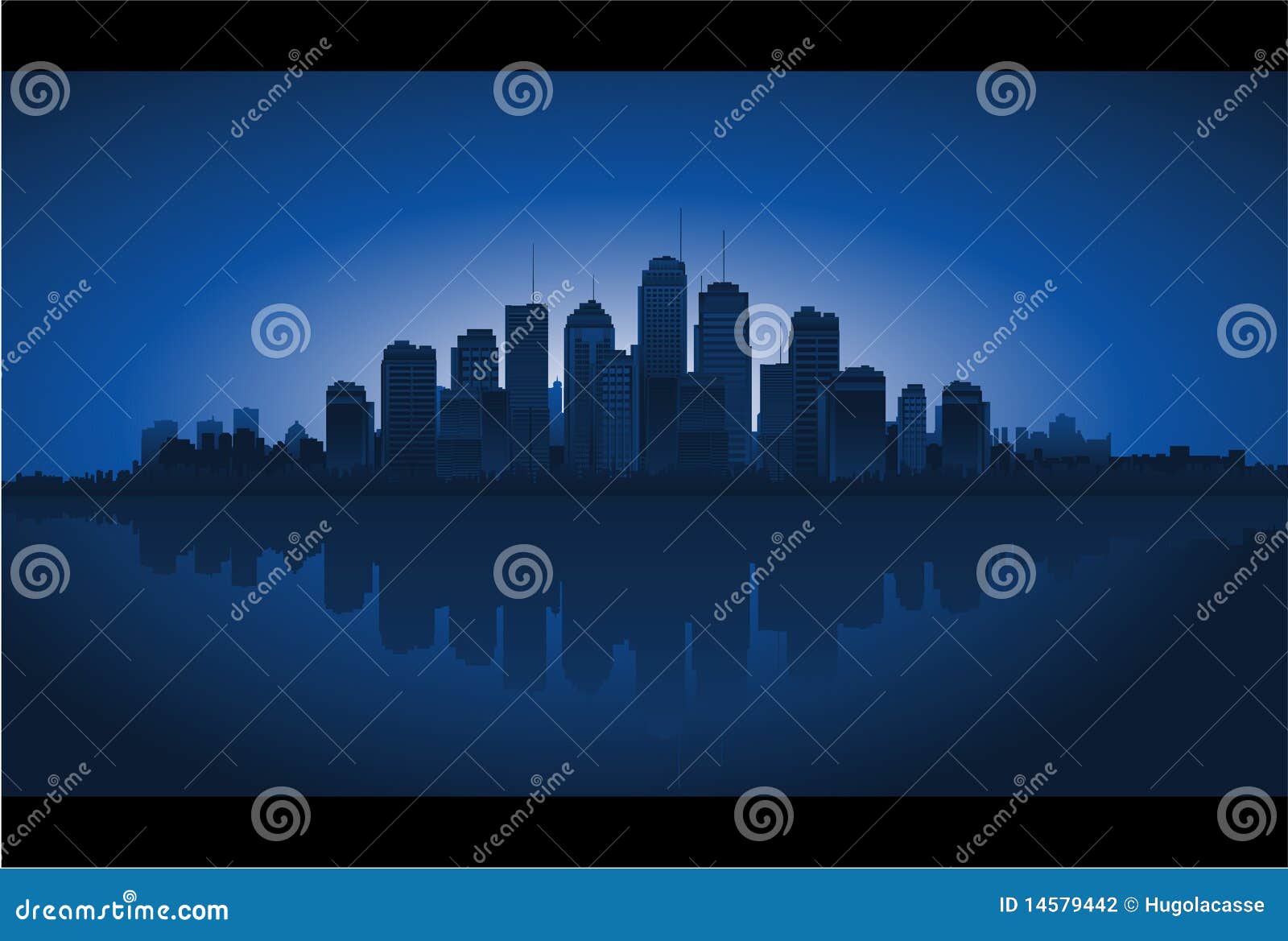 Cityscape Reflection on Water Stock Illustration - Illustration of ...
