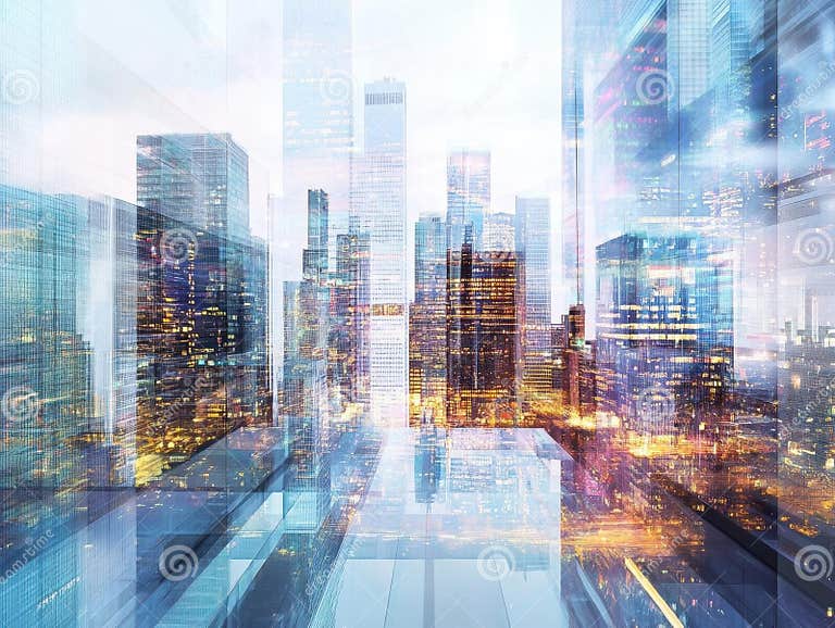 Cityscape Reflections, a Glimpse into Urban Complexity Stock Image ...