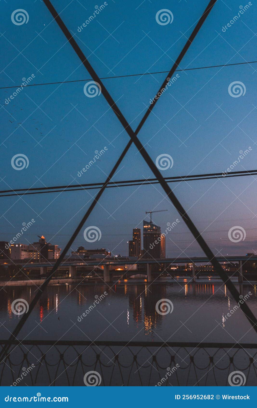 Cityscape with River during Sunset Stock Photo - Image of tower ...