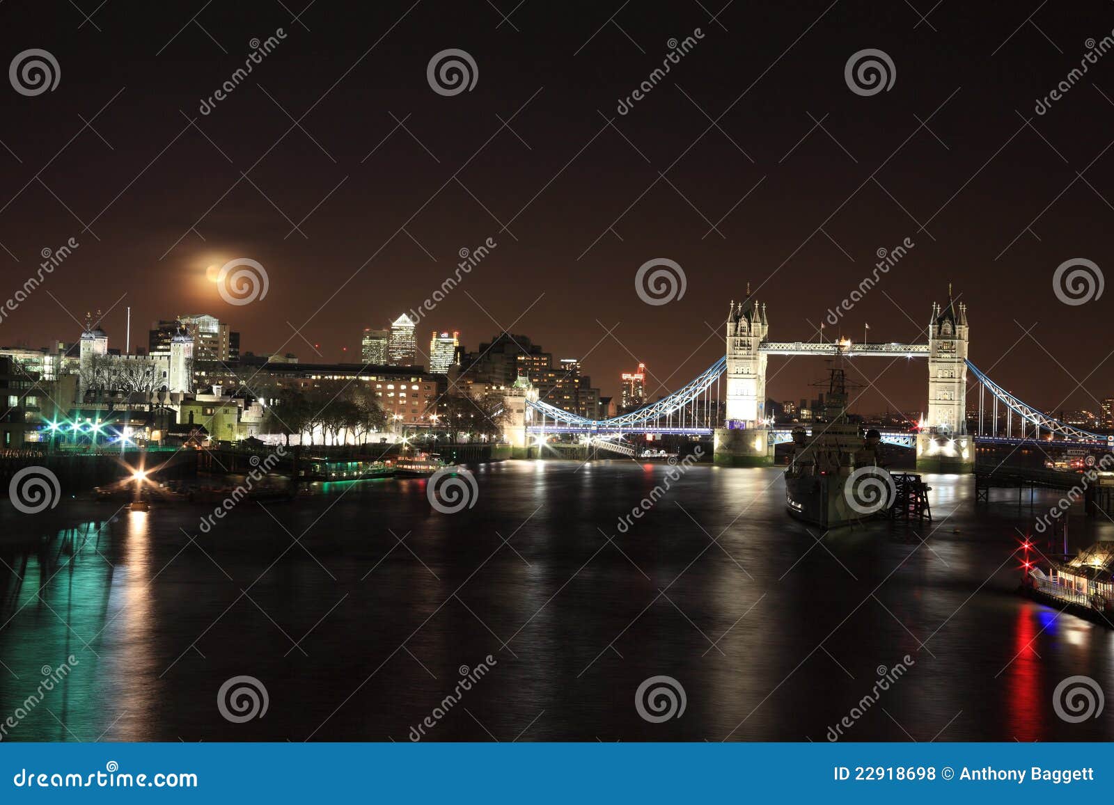 Cityscape of the River Thames at Night Stock Photo - Image of english ...