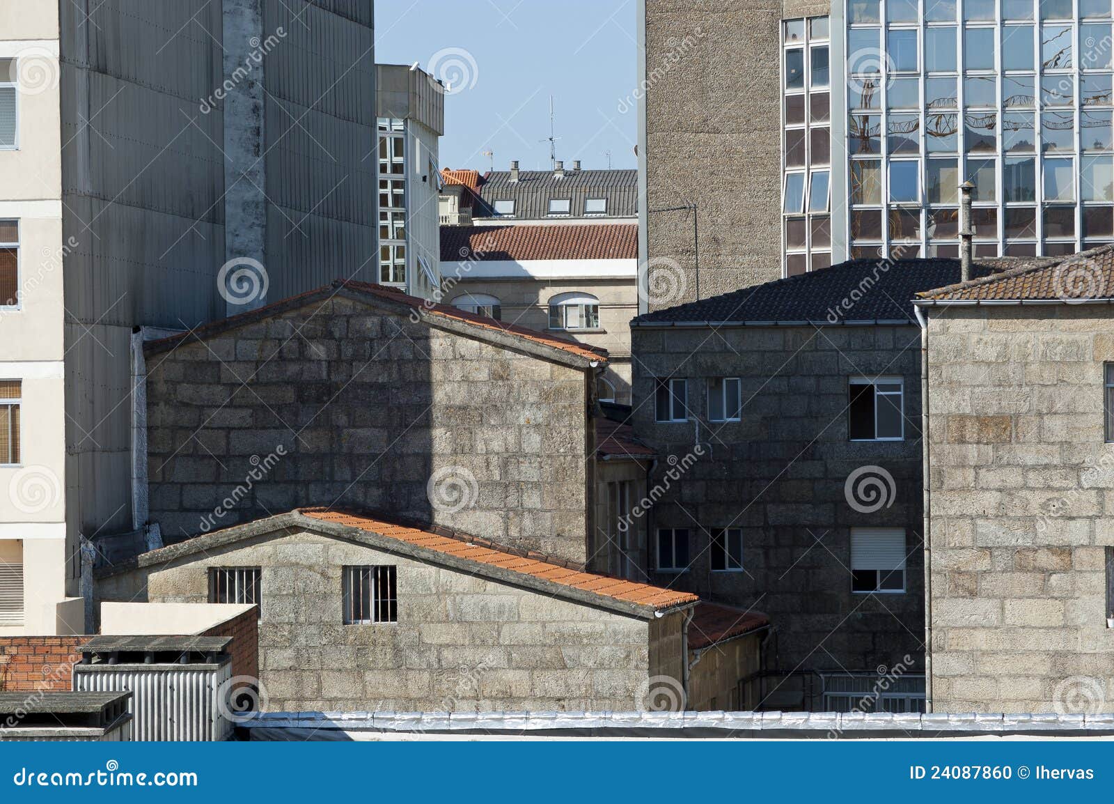 Cityscape from a rooftop stock photo. Image of brick - 24087860
