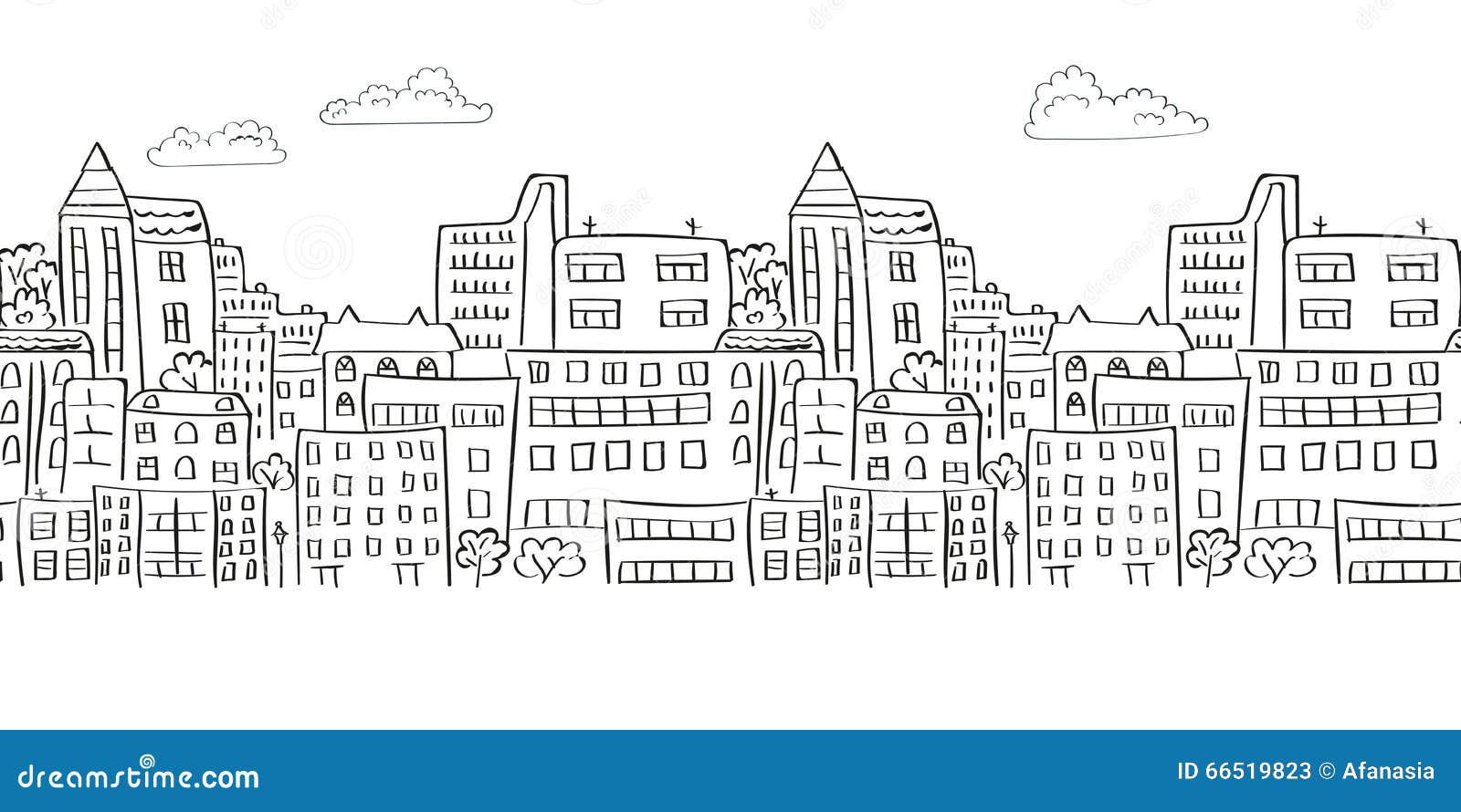 Cityscape Seamless Border for Your Design. Stock Vector - Illustration ...