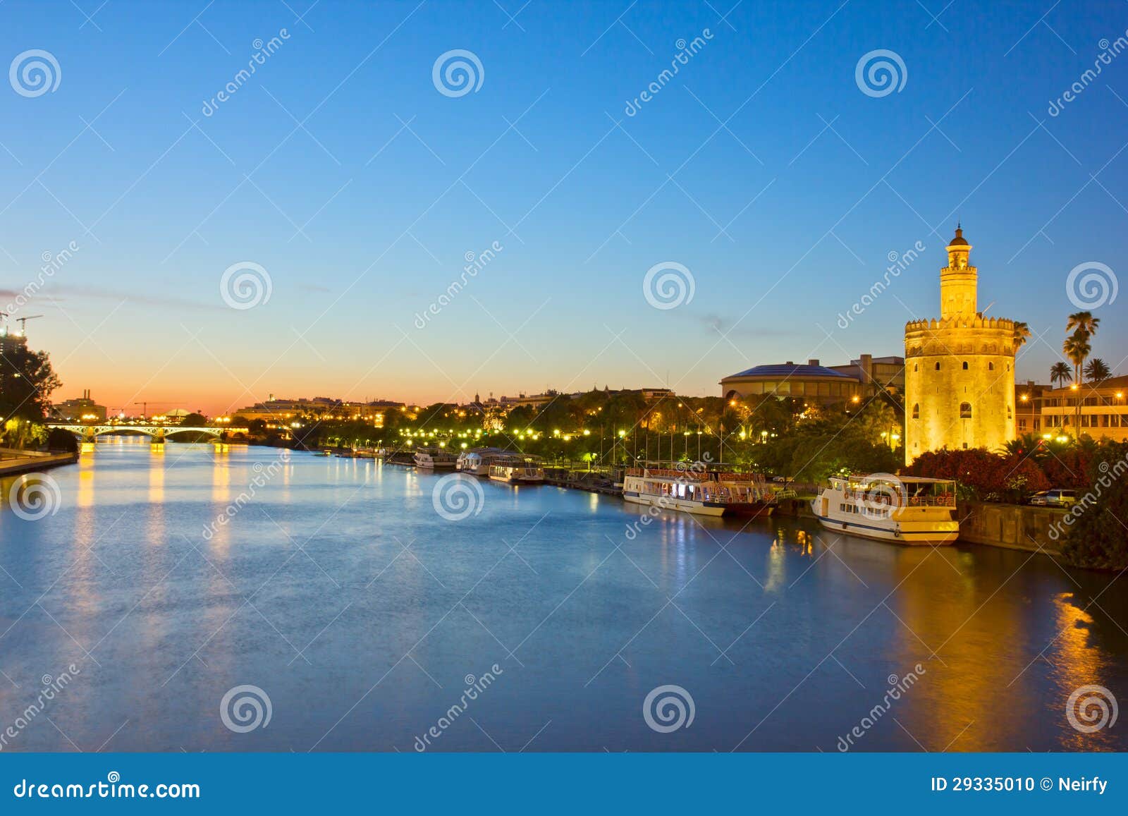 Cityscape of Sevilla at Night, Spain Stock Photo - Image of andalusia ...