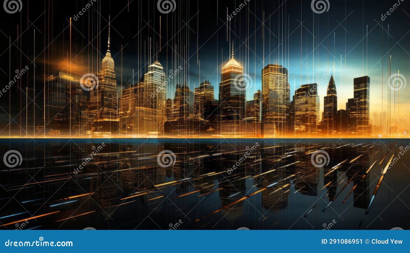 Cityscape Is Shown With Rain Falling Royalty-Free Stock Photography ...