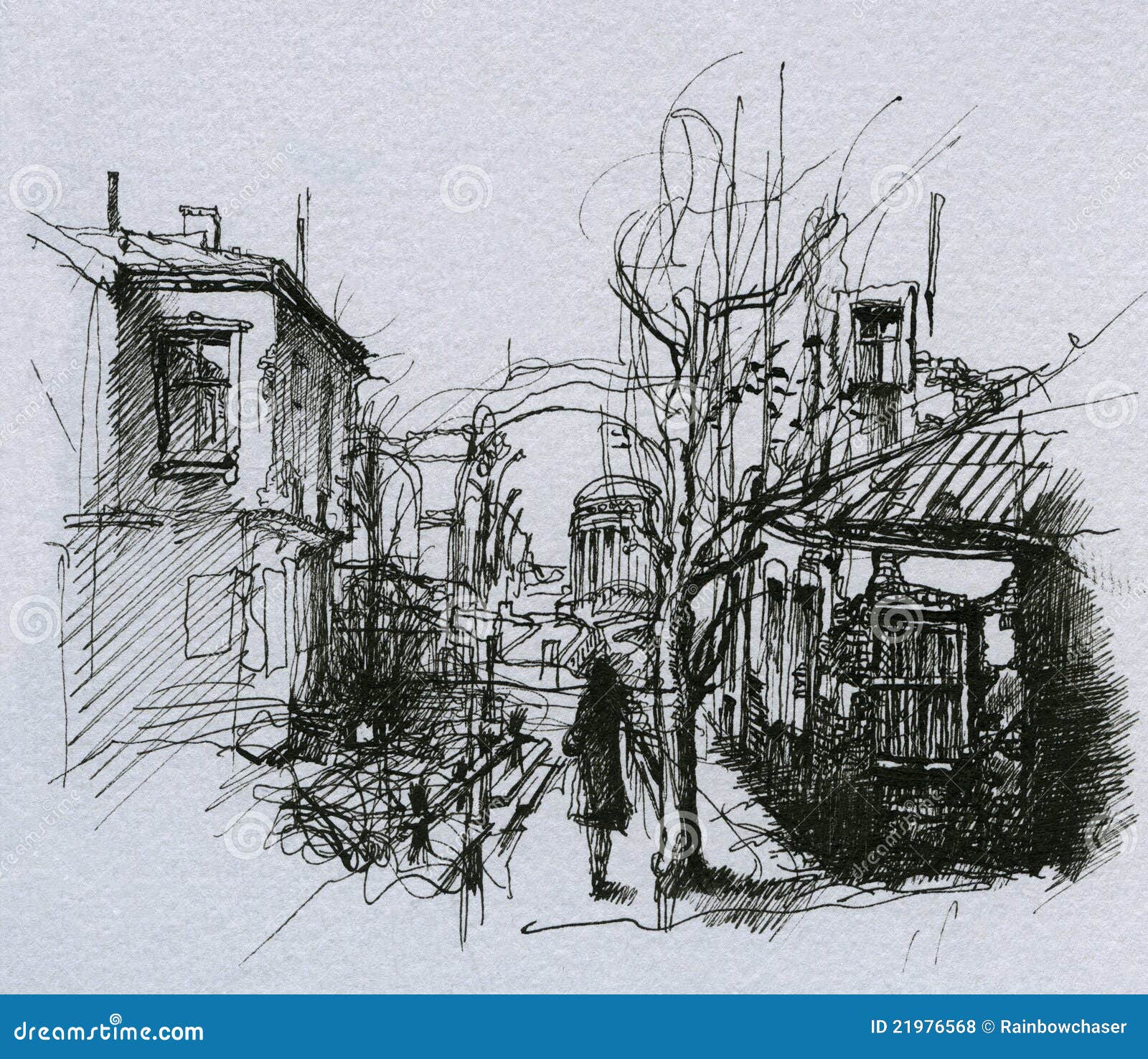 Cityscape sketch stock illustration. Illustration of drawing - 21976568