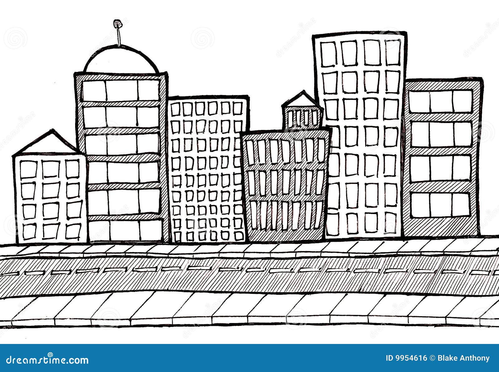 Cityscape Street and Sidewalk Stock Illustration - Illustration of ...